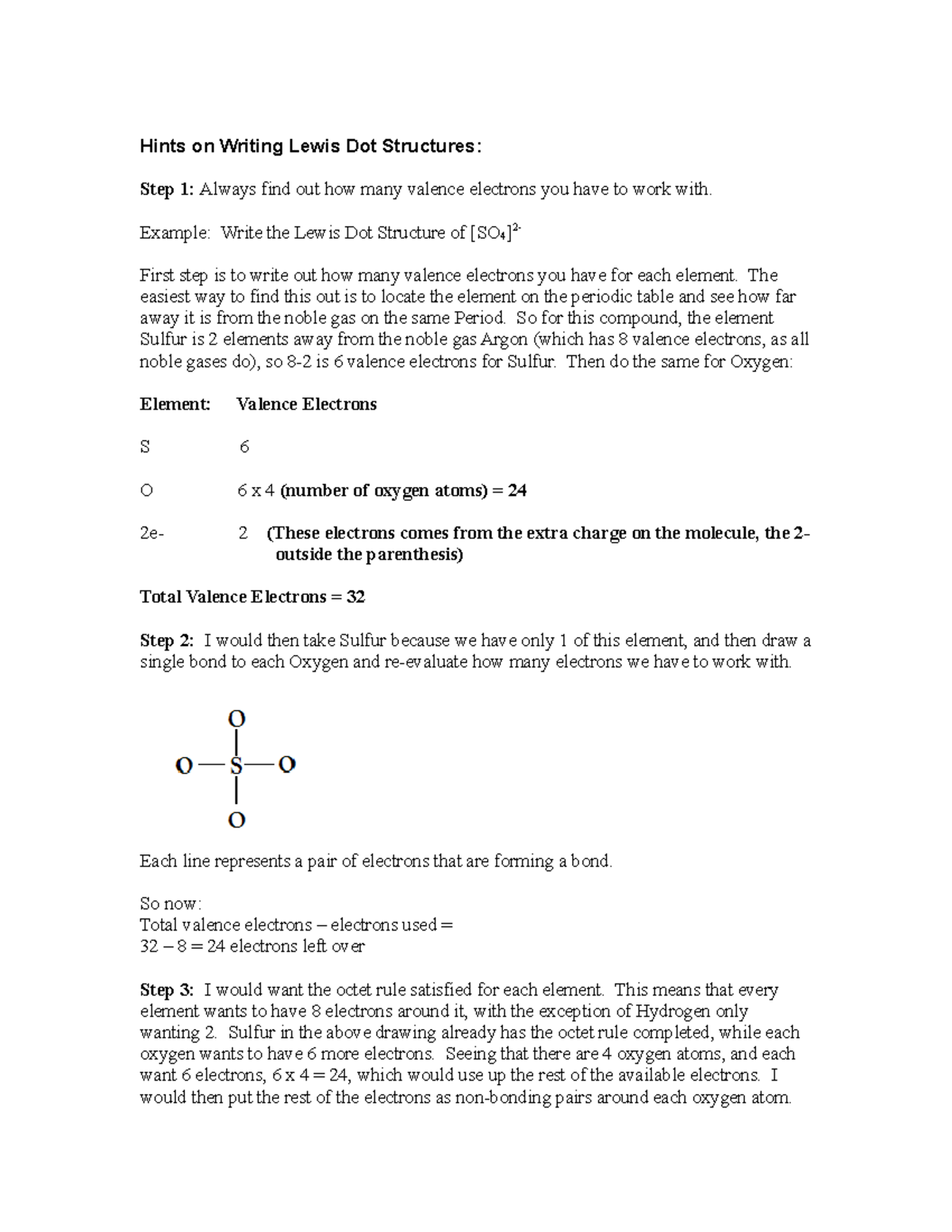 Lewis dot structure - Hints on Writing Lewis Dot Structures: Step 1 ...