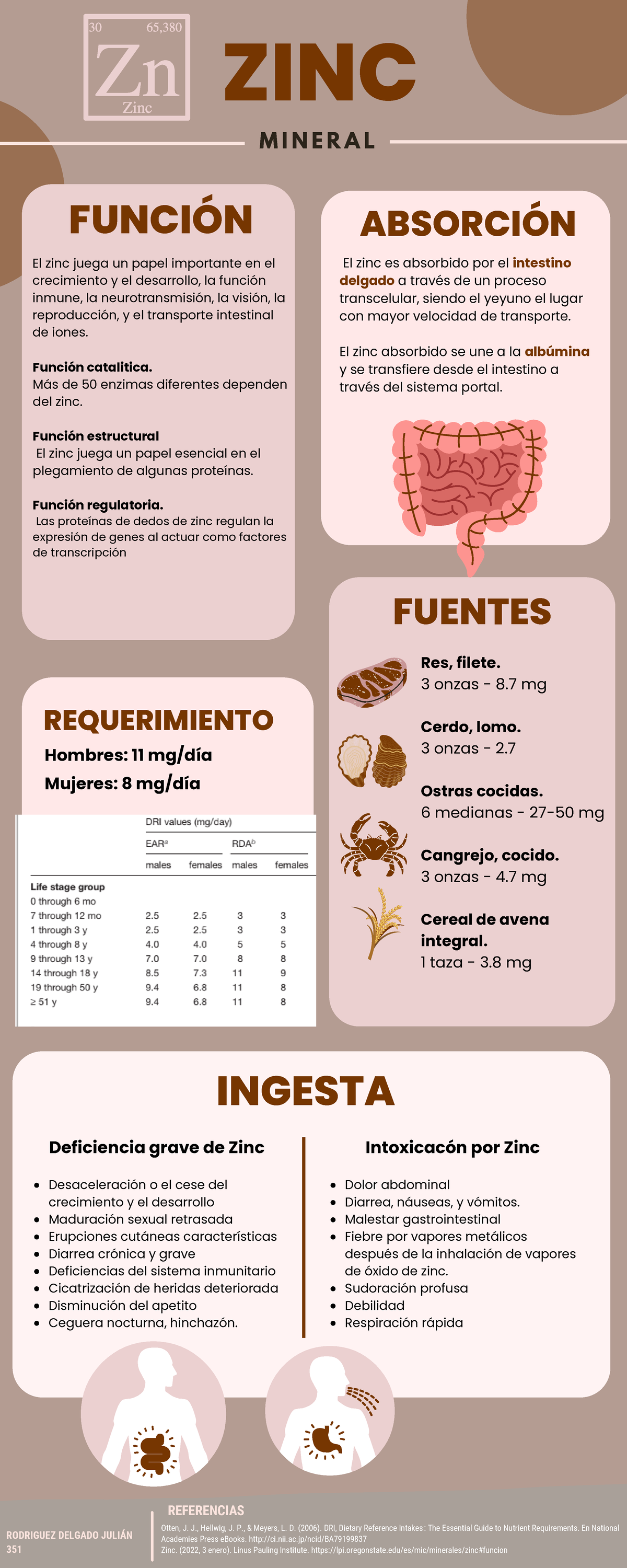 ZINC - Infografia sobre el zinc como nutrinte y su imoprtanciane en las ...