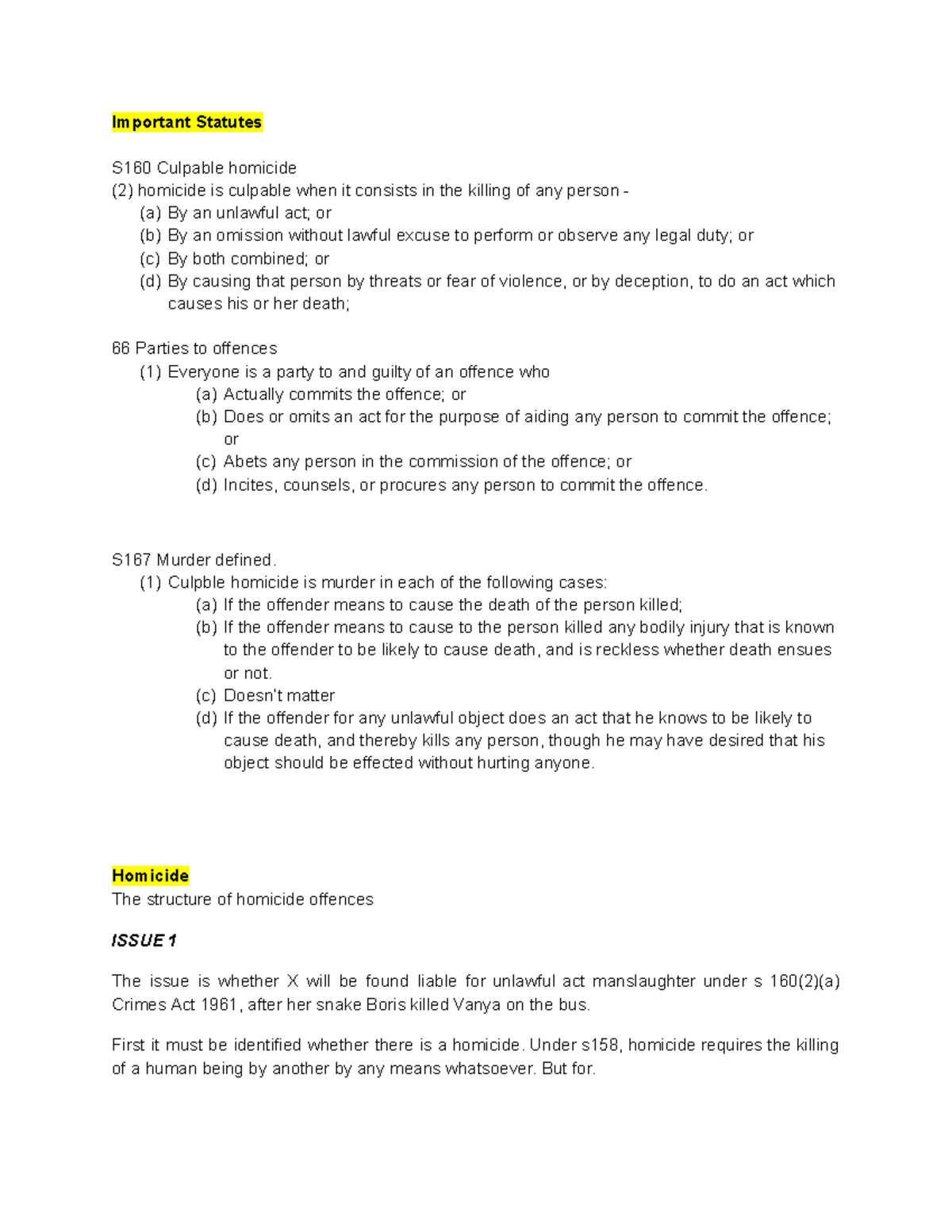 Crimes Cheat Sheet - Criminal Law - Victoria University - Studocu