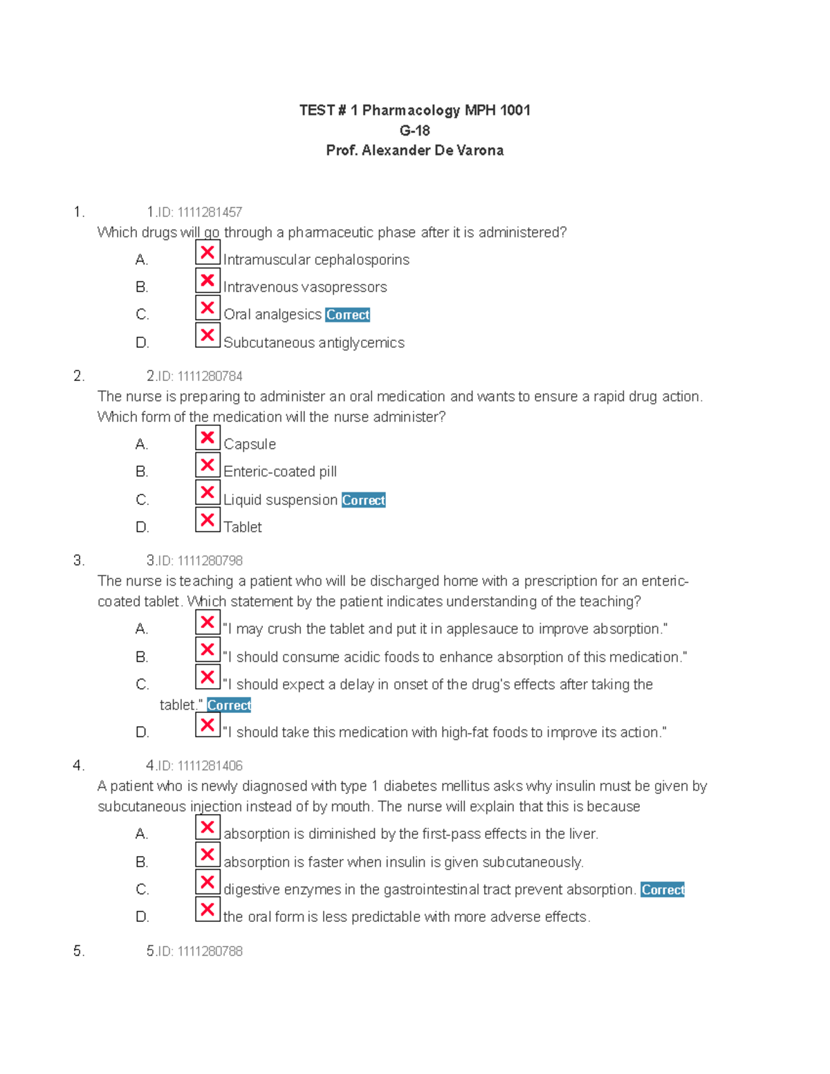 Pharmacology Test #1 G-18 - NUR - 3145 - Studocu