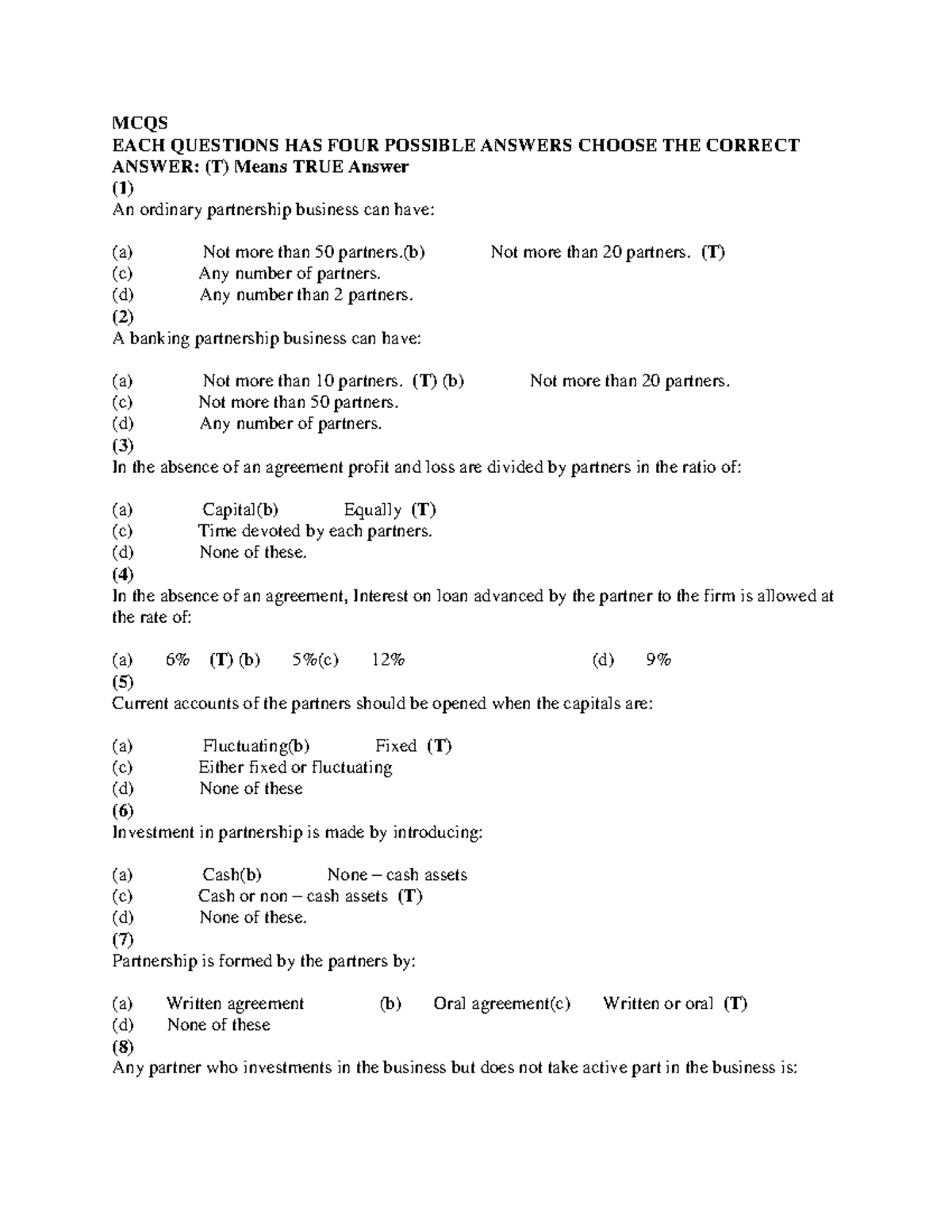 Kupdf.net partnership - MCQS EACH QUESTIONS HAS FOUR POSSIBLE ANSWERS CHOOSE THE CORRECT ANSWER ...