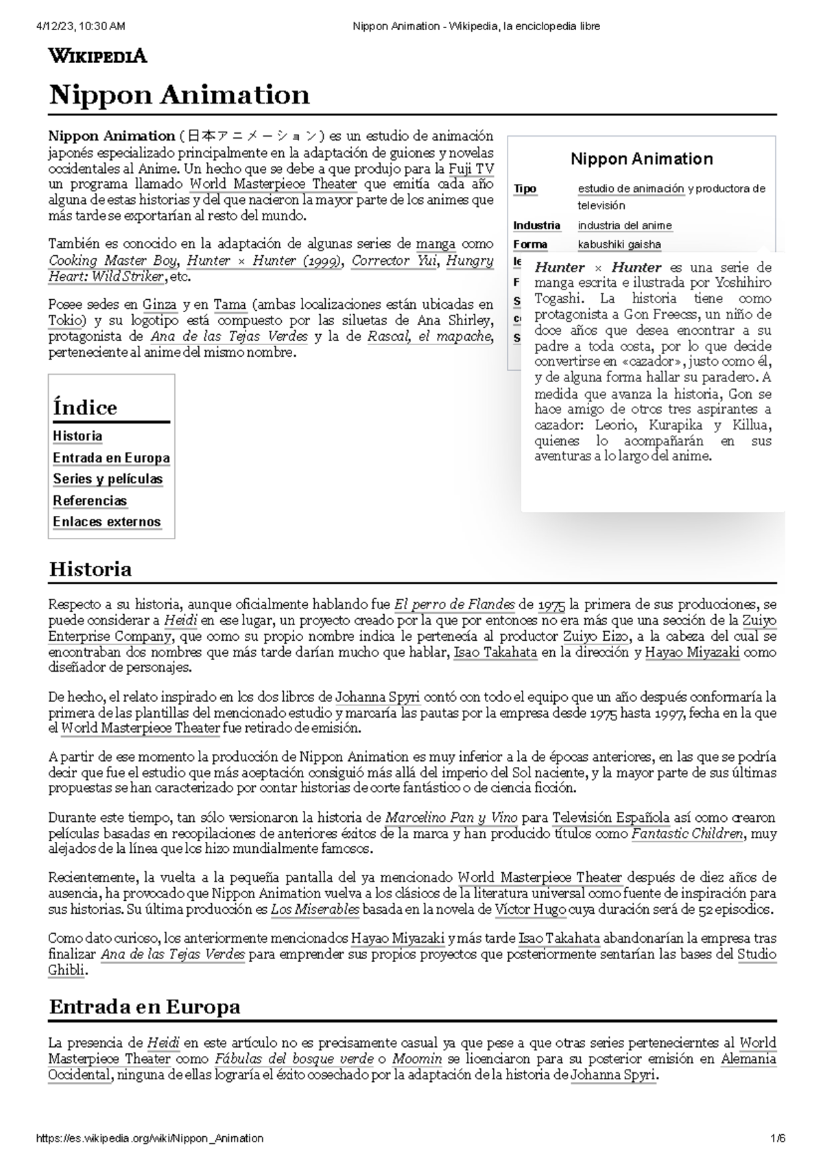 Nippon Animation - Material importante - Nippon Animation Tipo estudio ...