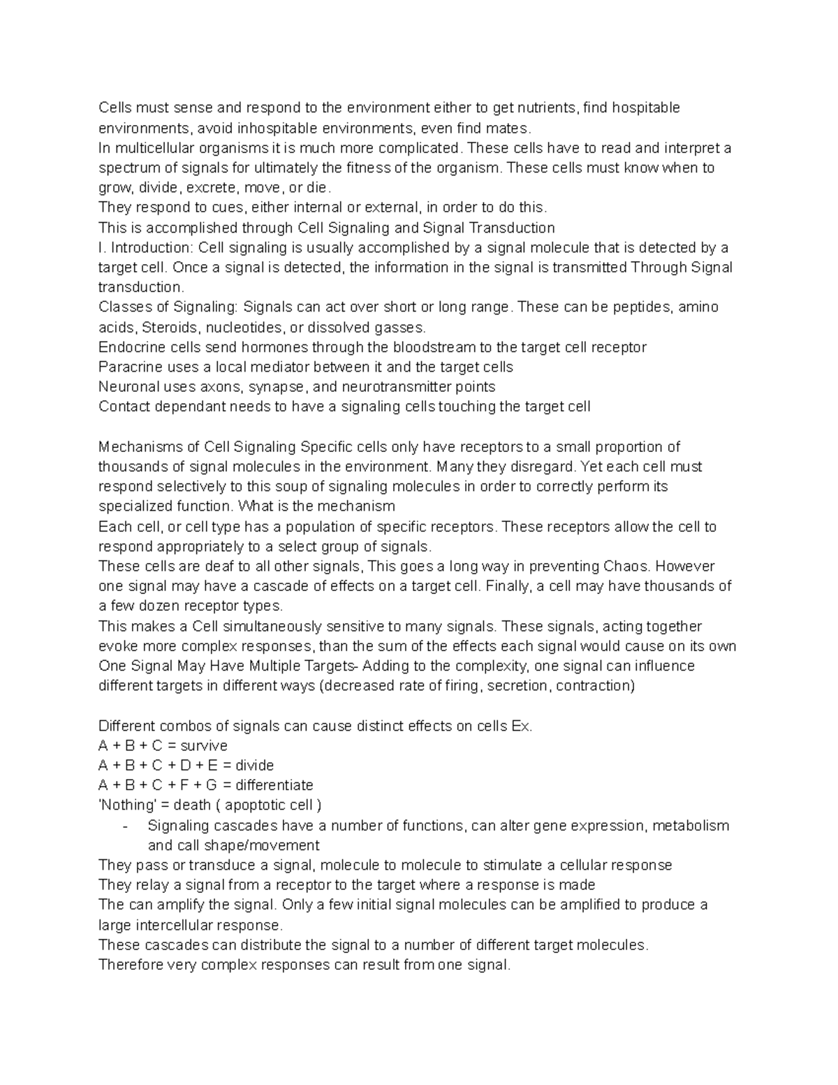 Cell Communication - lecture notes taken from PowerPoint in class ...