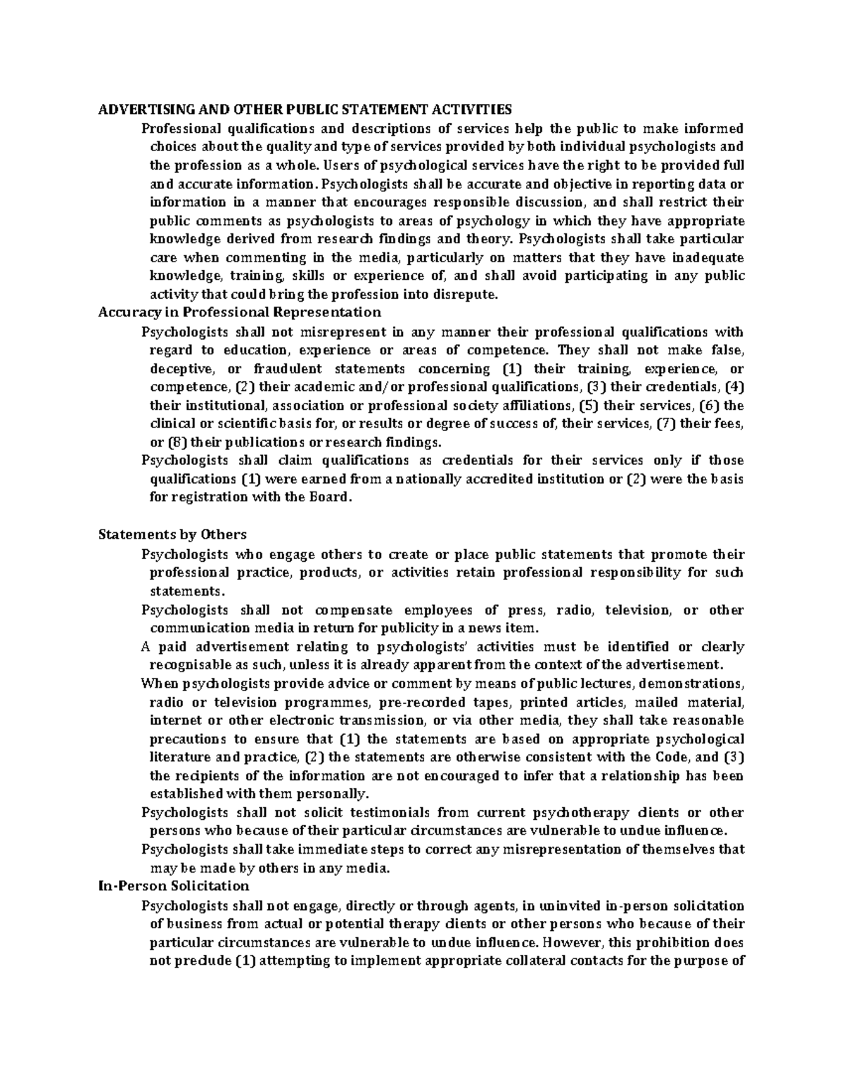 Topic 8 - Advertising AND Other Public Statement Activities ...