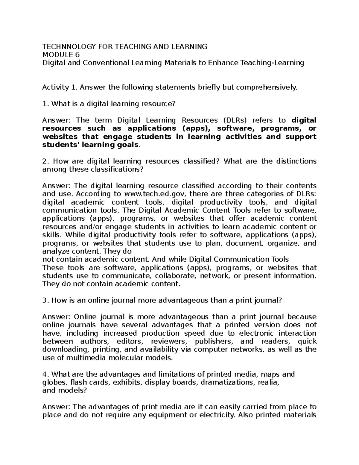 Technology for teaching and learning - TECHNNOLOGY FOR TEACHING AND ...