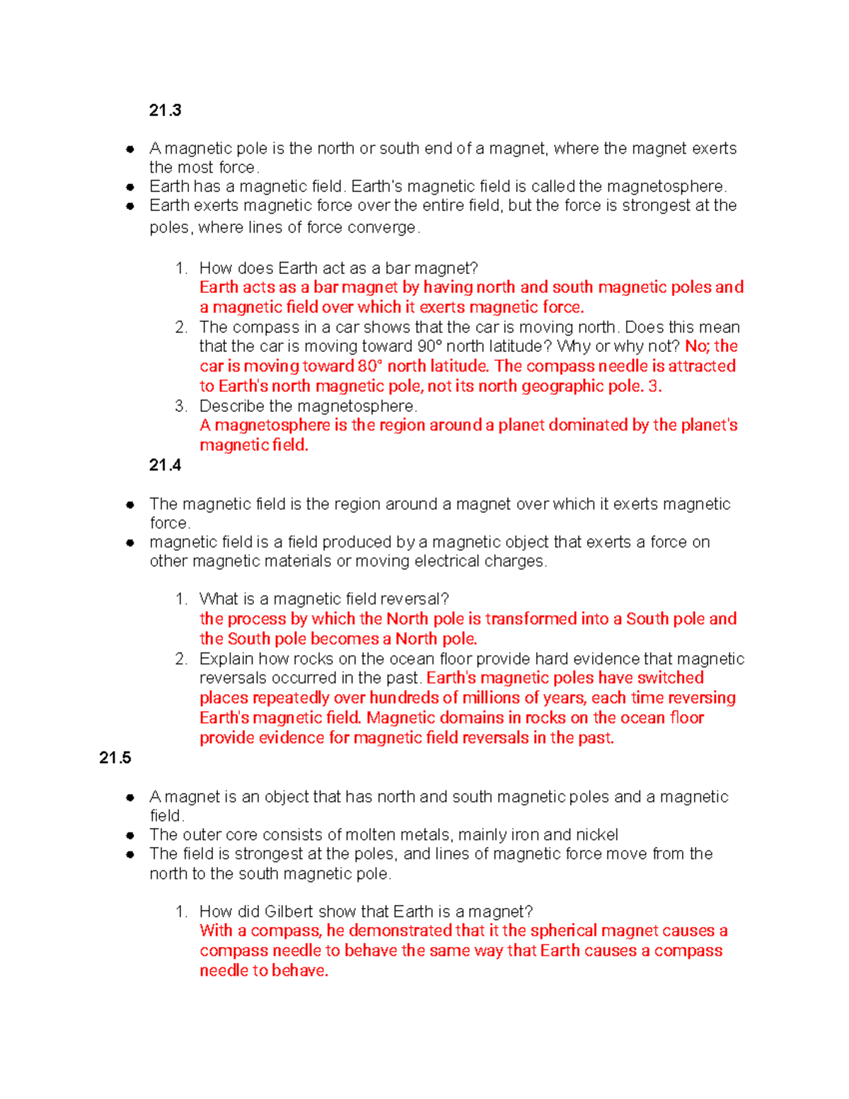 Physical Science Magnetism Reading Unit - 21. A magnetic pole is the ...