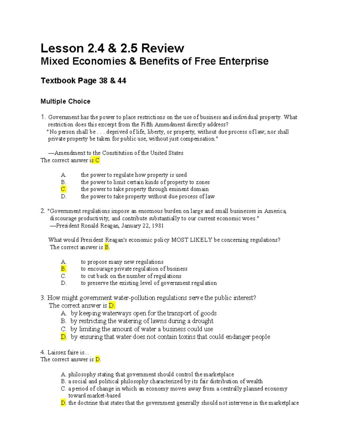 NEW - economics - Lesson 2 & 2 Review Mixed Economies & Benefits of ...