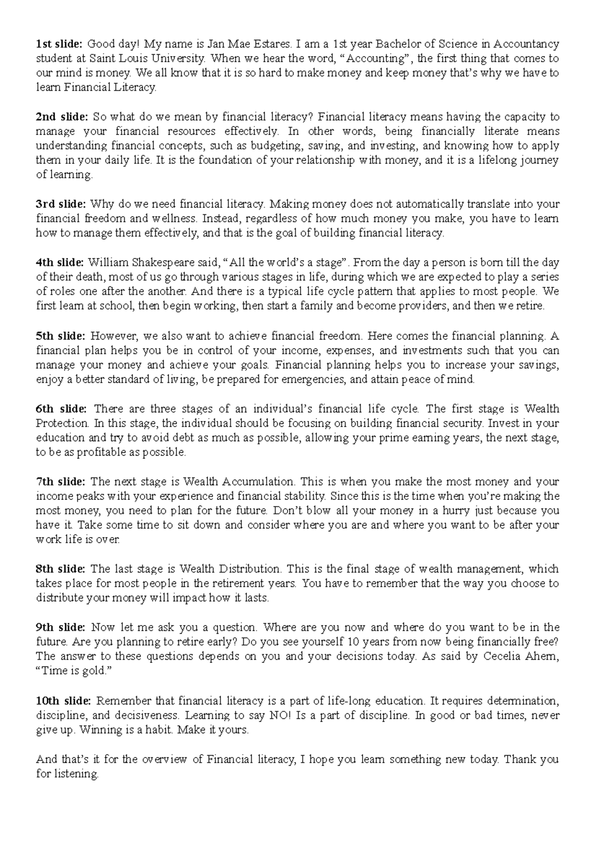 Pecha kucha for physical education 2 - 1st slide: Good day! My name is ...