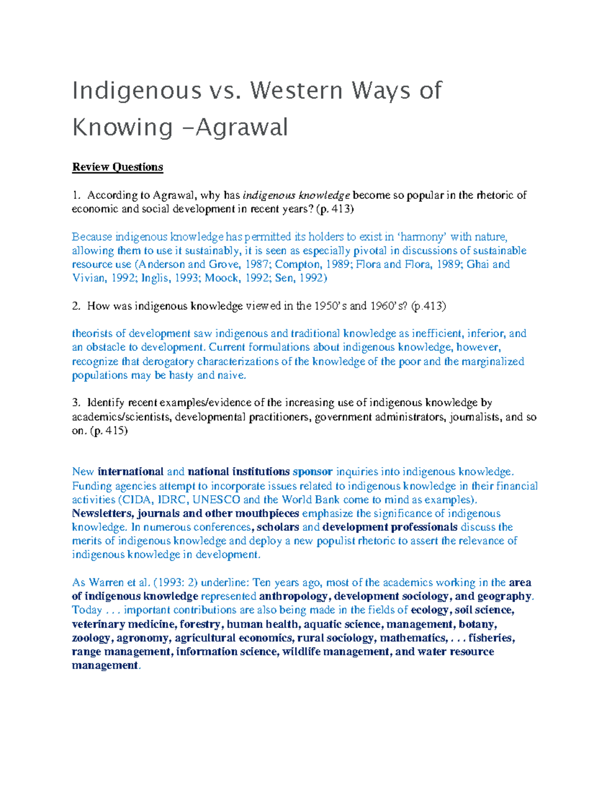 Module 1 Indigenous vs West - Indigenous vs. Western Ways of Knowing ...
