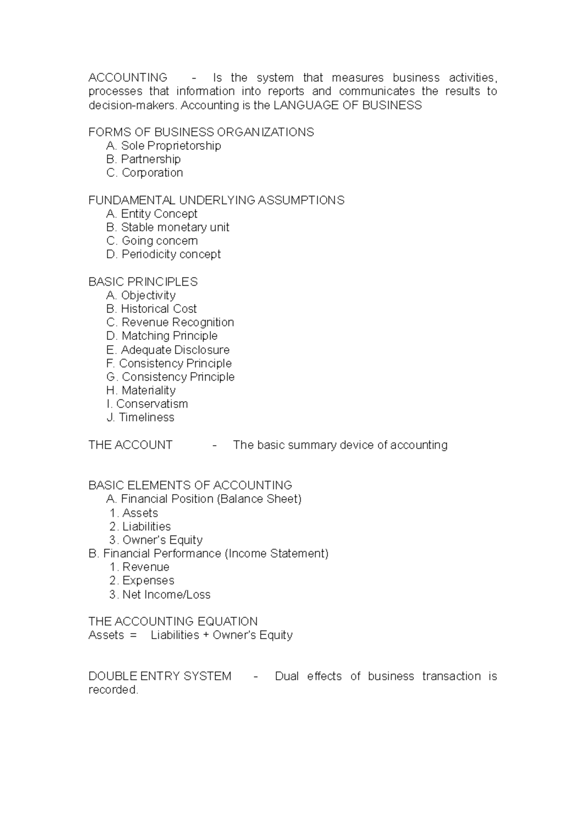 Accounting - chapter 1 - ACCOUNTING - Is the system that measures ...