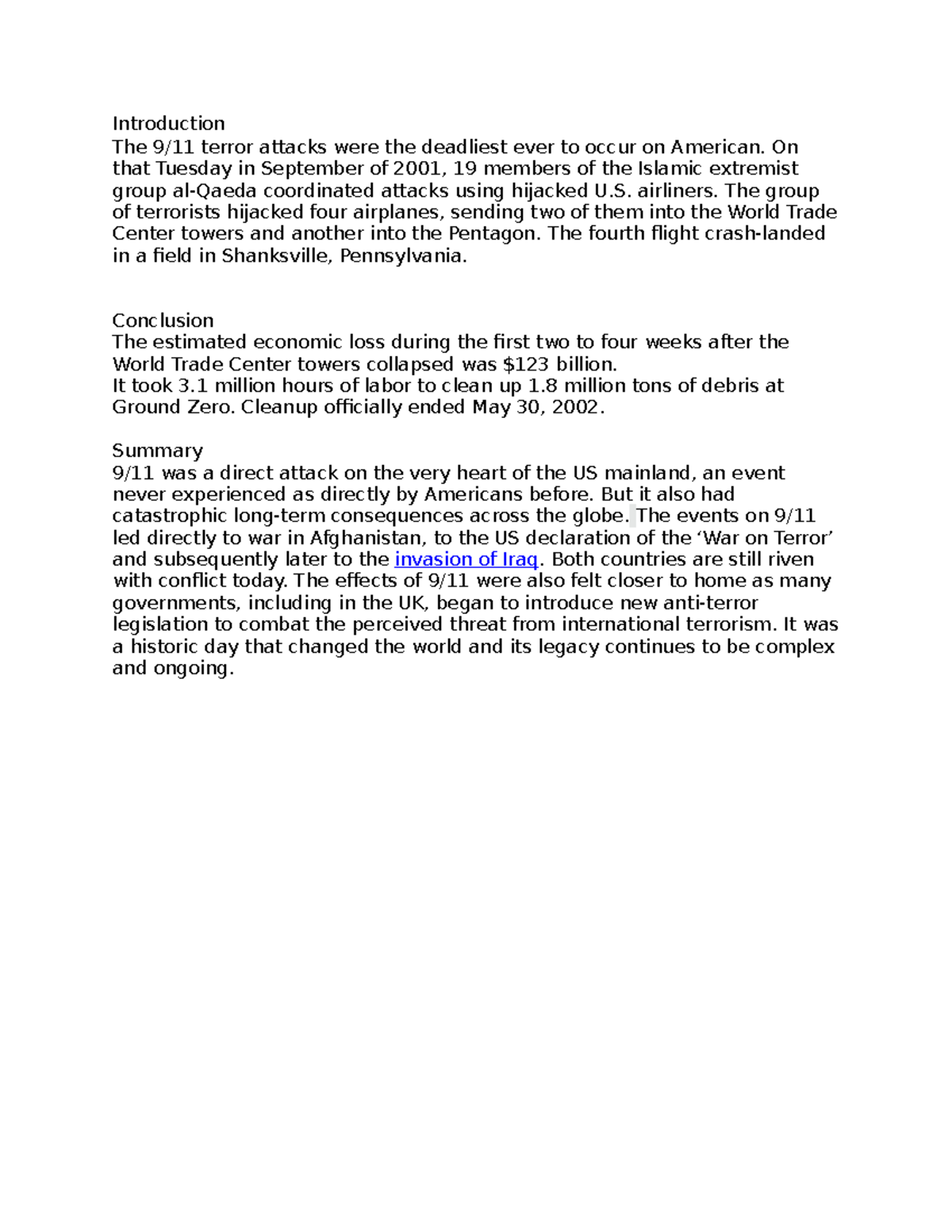 9 11 week 4 - This document talk about the event at 911 - Introduction ...