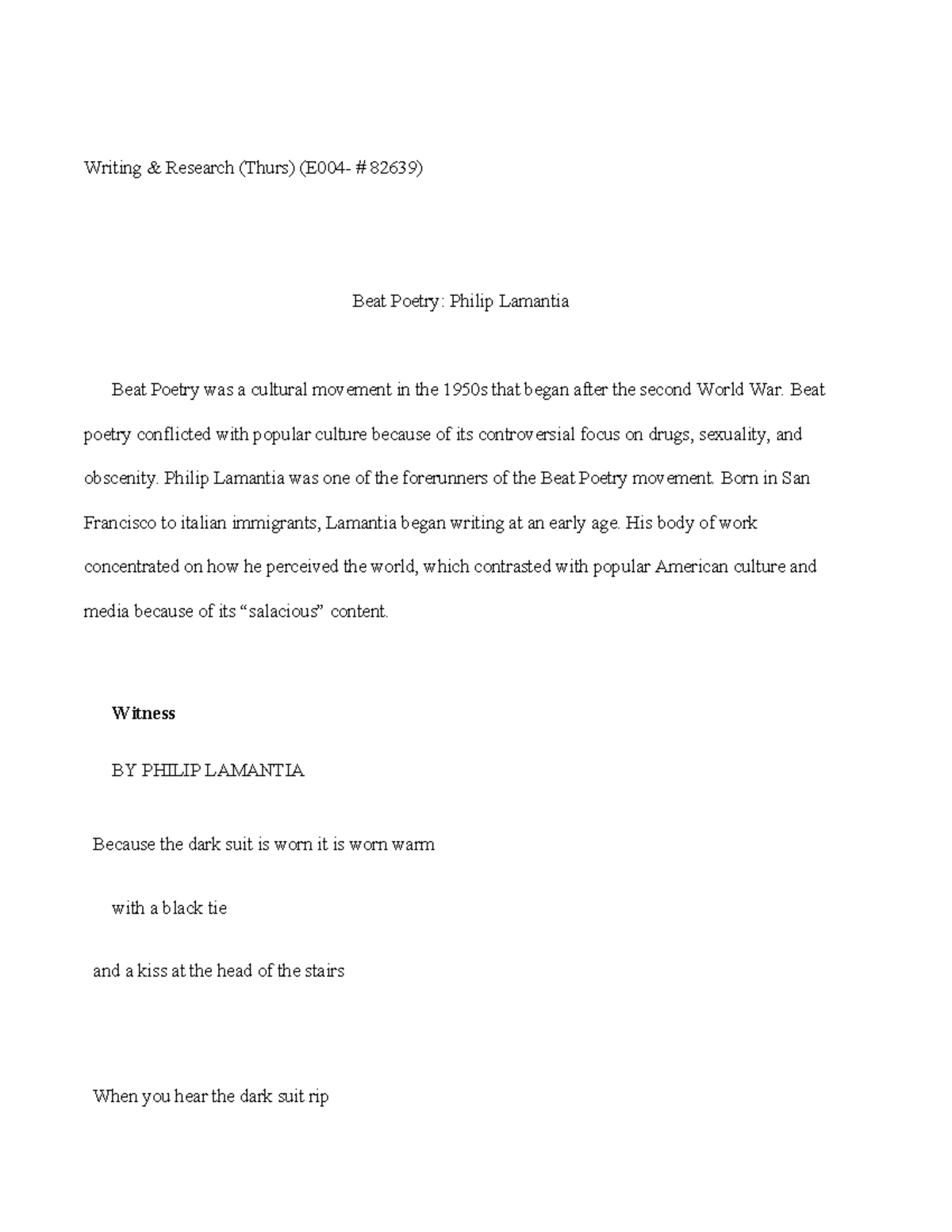 Beat Poetry Philip Lamantia - Writing & Research (Thurs) (E004- # 82639 ...