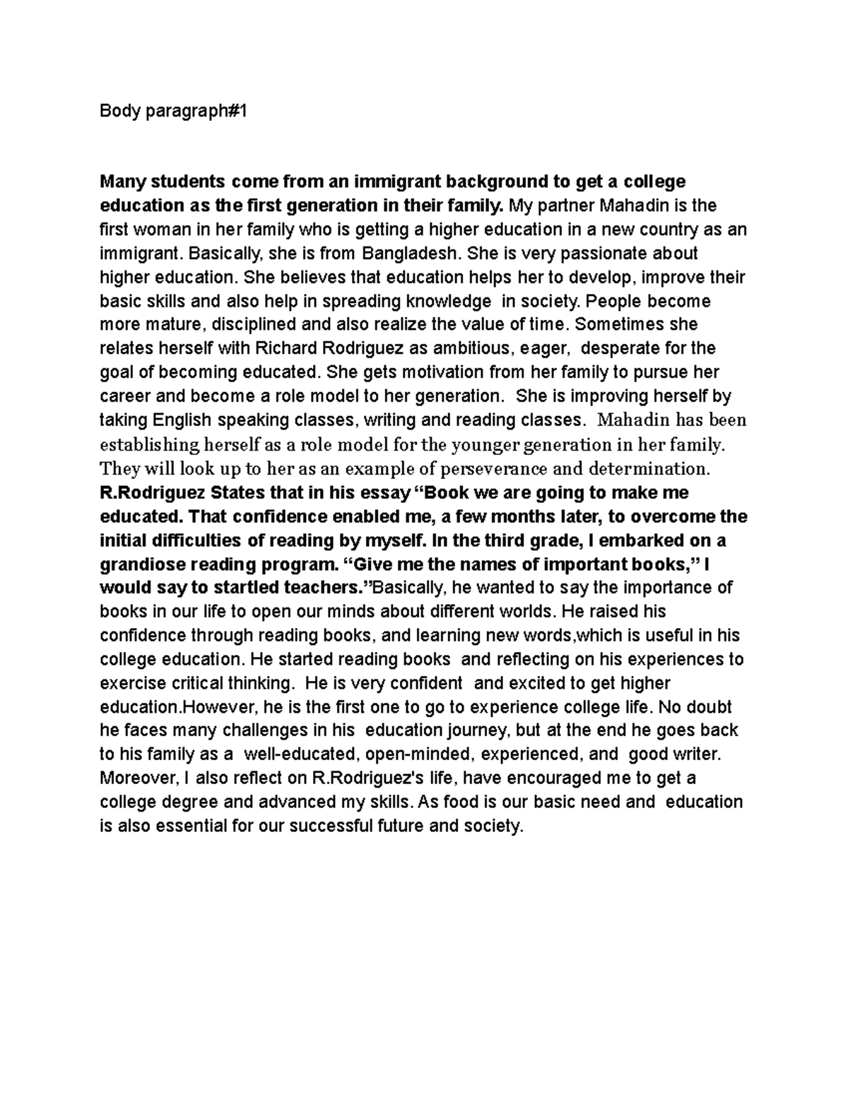 Body paragraph#1 - practice - Body paragraph# Many students come from ...