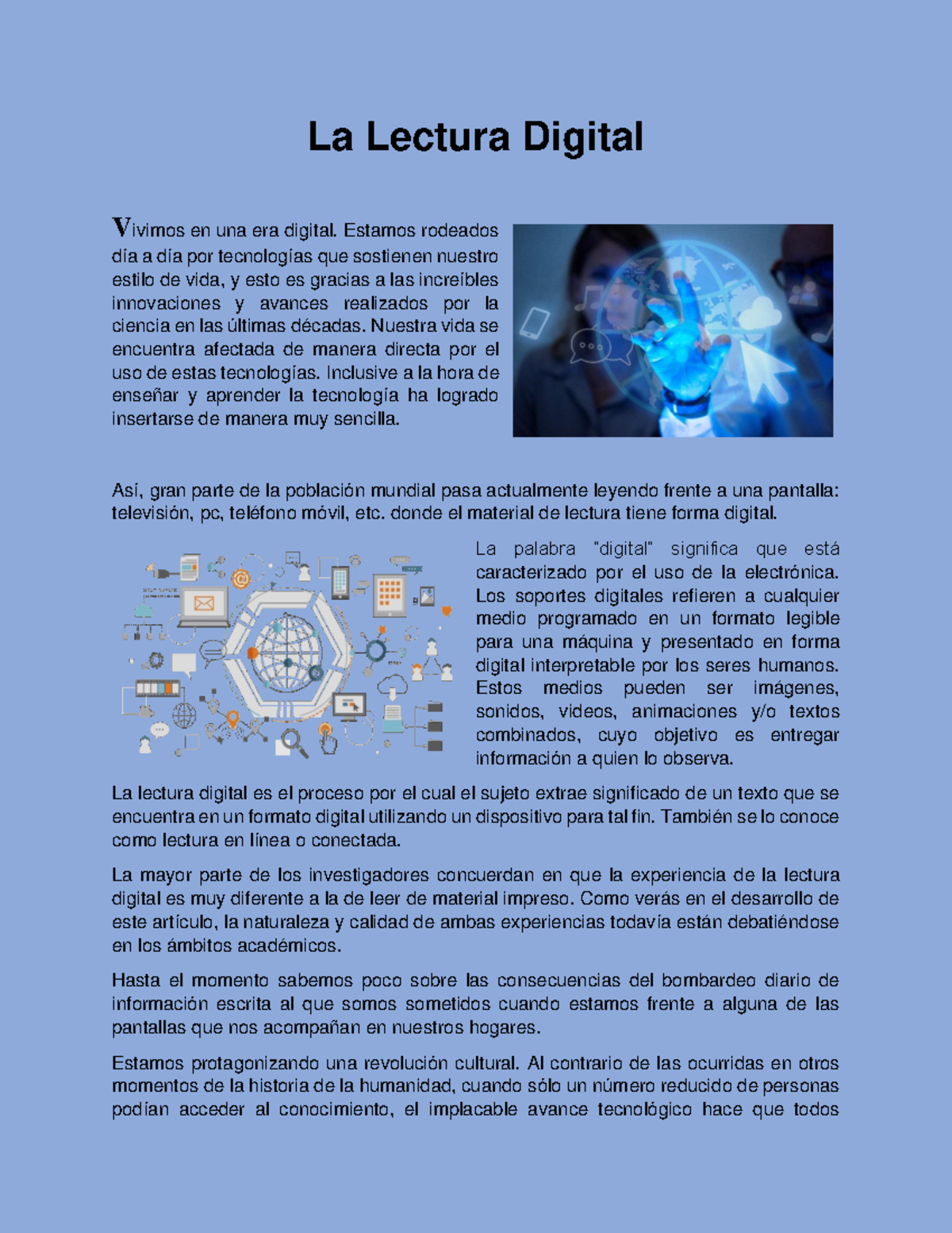 La Lectura Digital como fortalecimiento de las tecnologias - La Lectura ...