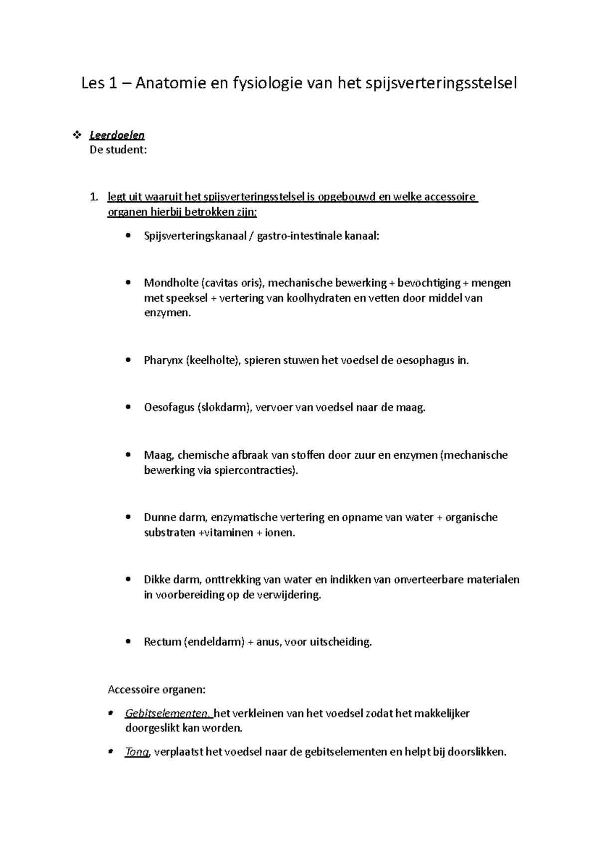 Les 1 – Anatomie en fysiologie van het spijsverteringsstelsel - Pharynx ...