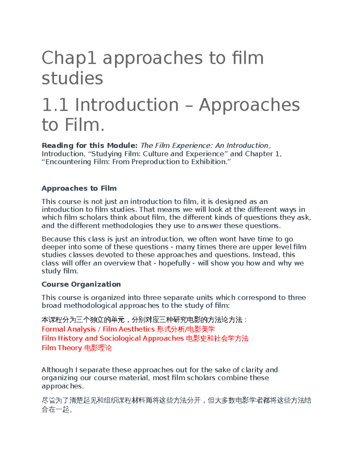 Chap1 approaches to film studies - Chap1 approaches to film studies 1 ...