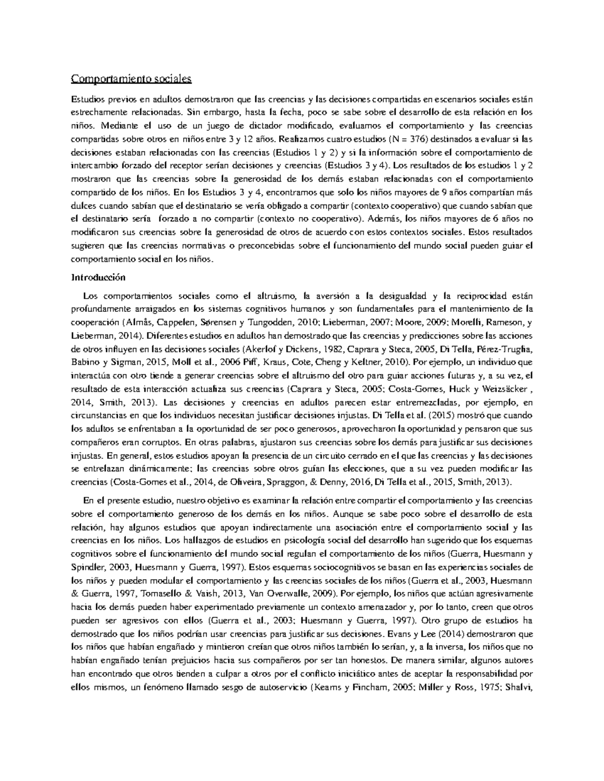 Comportamientos sociales - Comportamiento sociales Estudios previos en ...