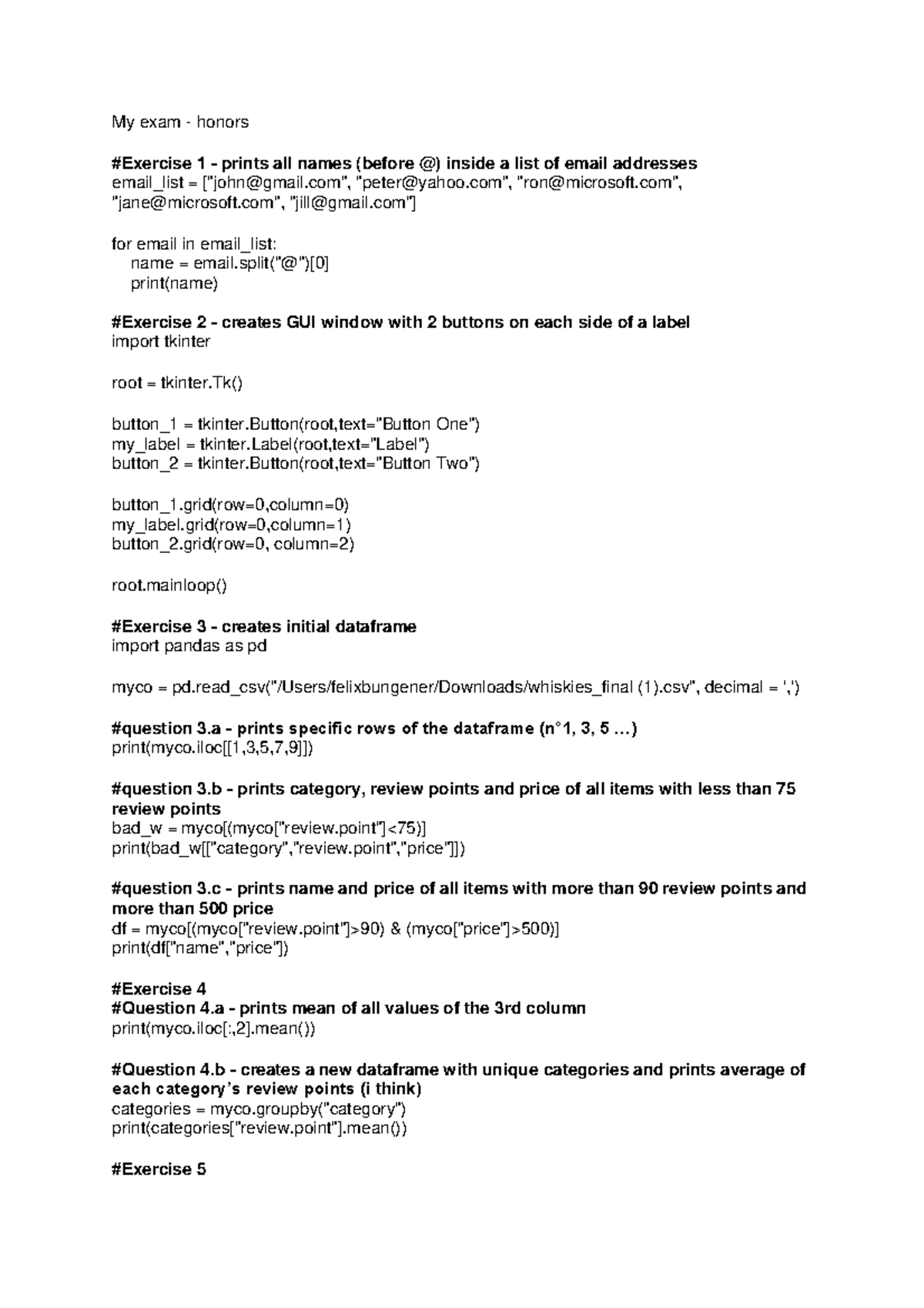 Coding EXAM - My exam - honors #Exercise 1 - prints all names (before ...