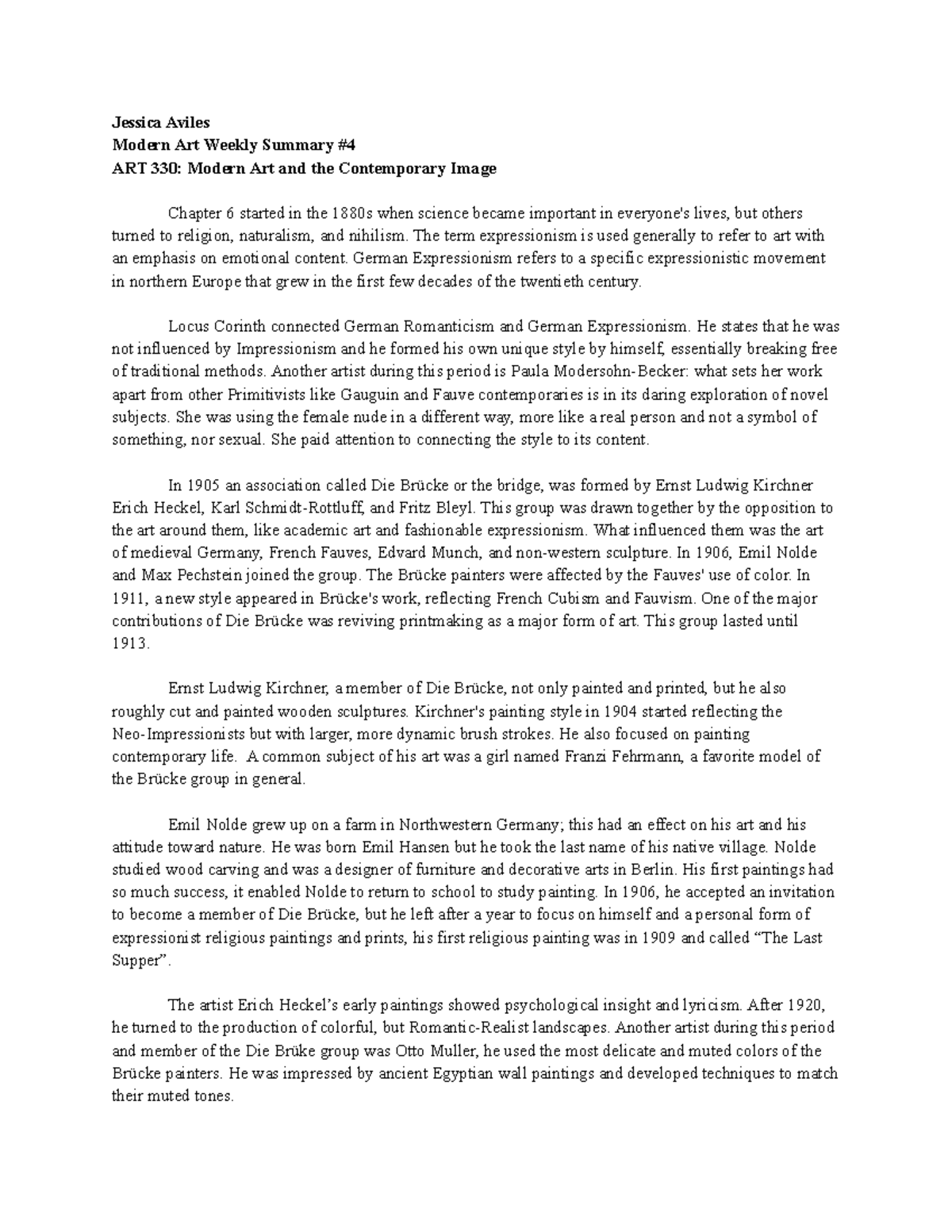 Summary #4 - History of Modern Art - Jessica Aviles Modern Art Weekly ...