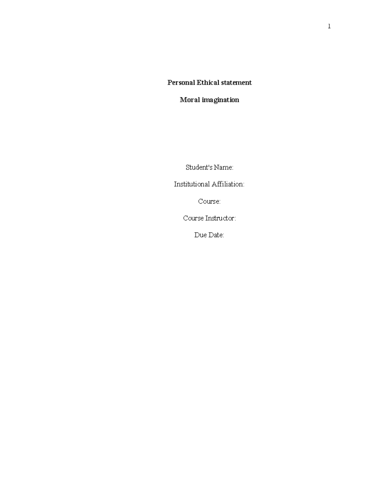comprehensive literature review paper - Personal Ethical statement ...
