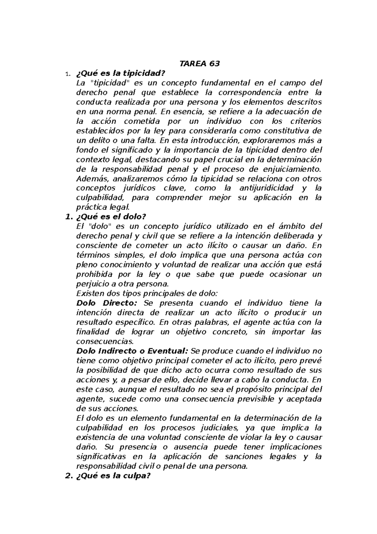 Tarea 63 - ensayo - TAREA 63 ¿Qué es la tipicidad? La "tipicidad" es un concepto - Studocu