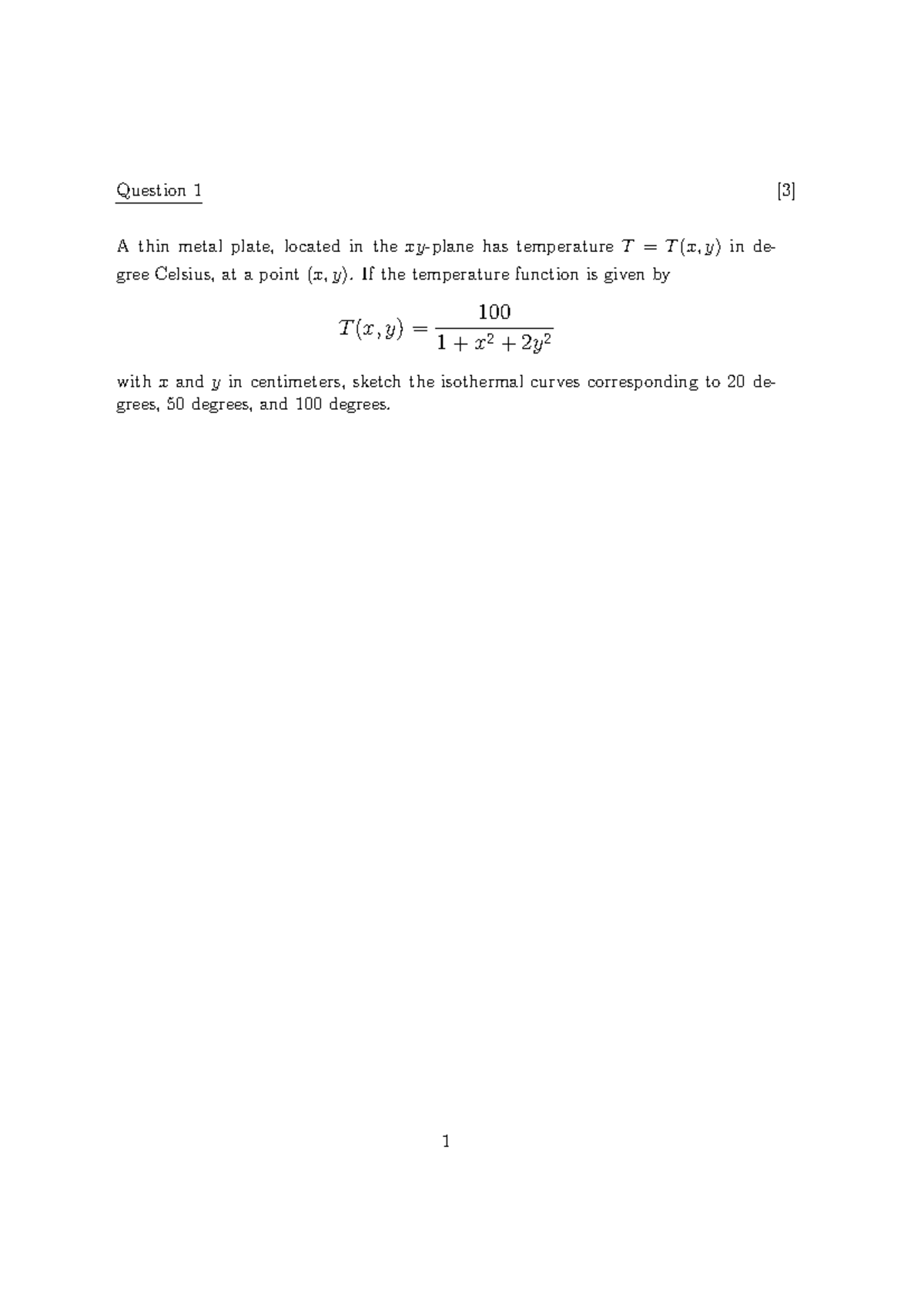 Calc 2B SUP Exam 2009 - Supplimentary exam - A thin metal plate ...