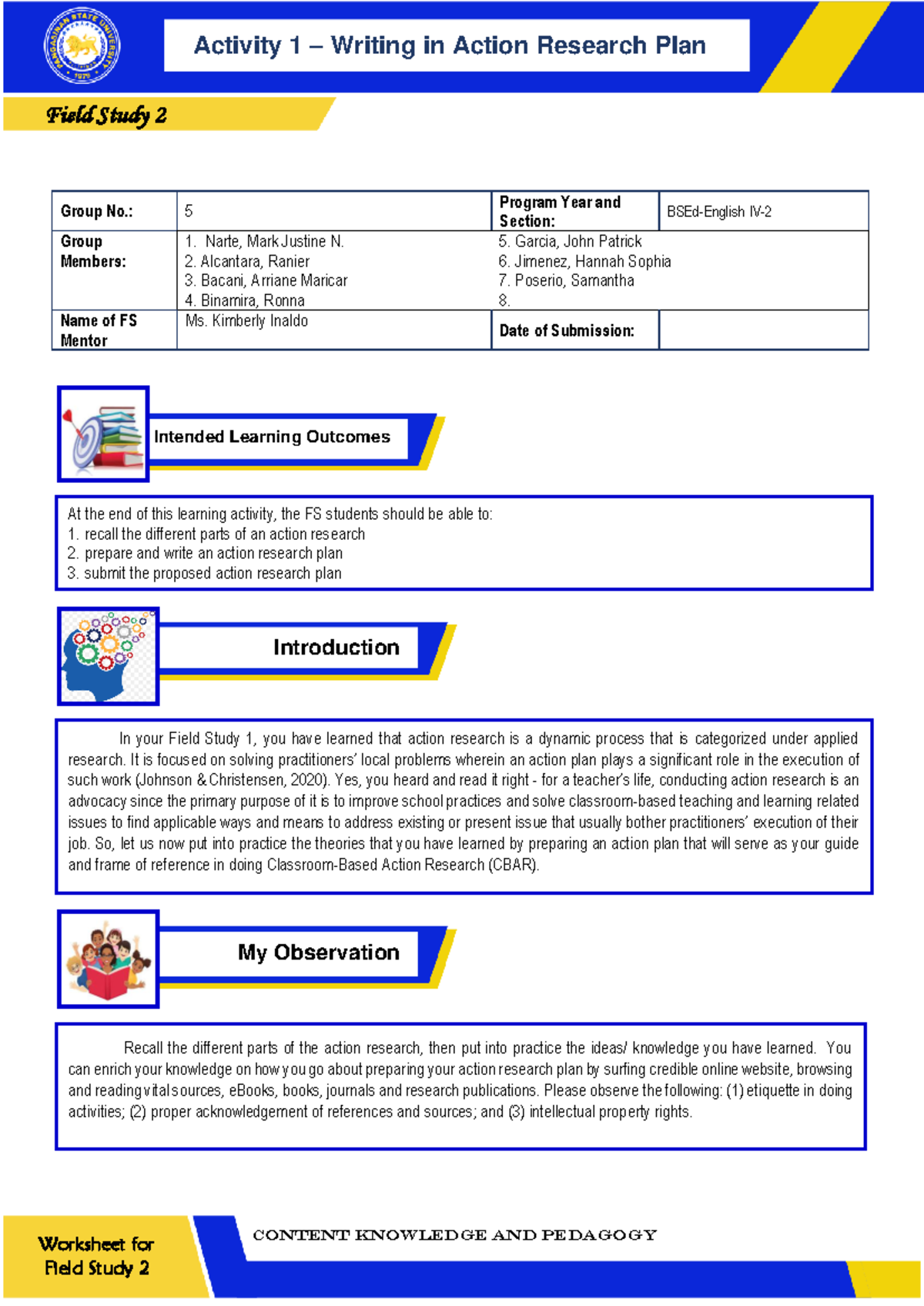 FS2-Activity-1- Narte, Mark Justine N. - Field Study 2 Content ...