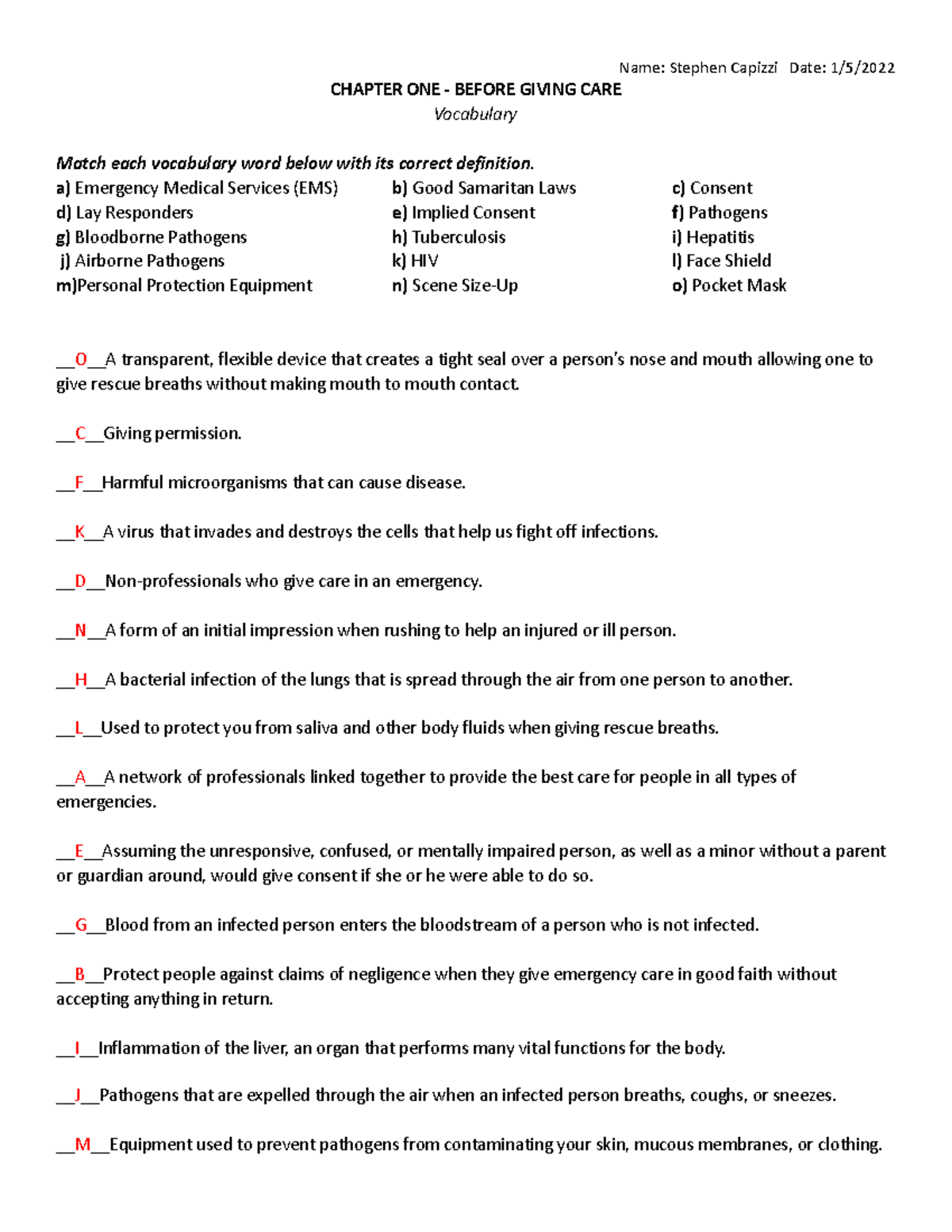 Ch - Goood - CHAPTER ONE - BEFORE GIVING CAREName: Stephen Capizzi Date ...