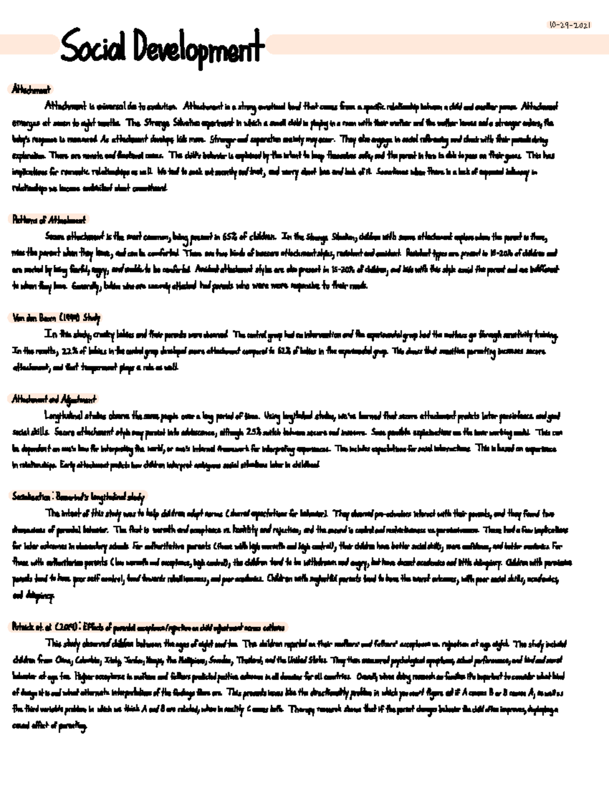 Social Development - Handwritten Notes - Social Development ma zoa ...