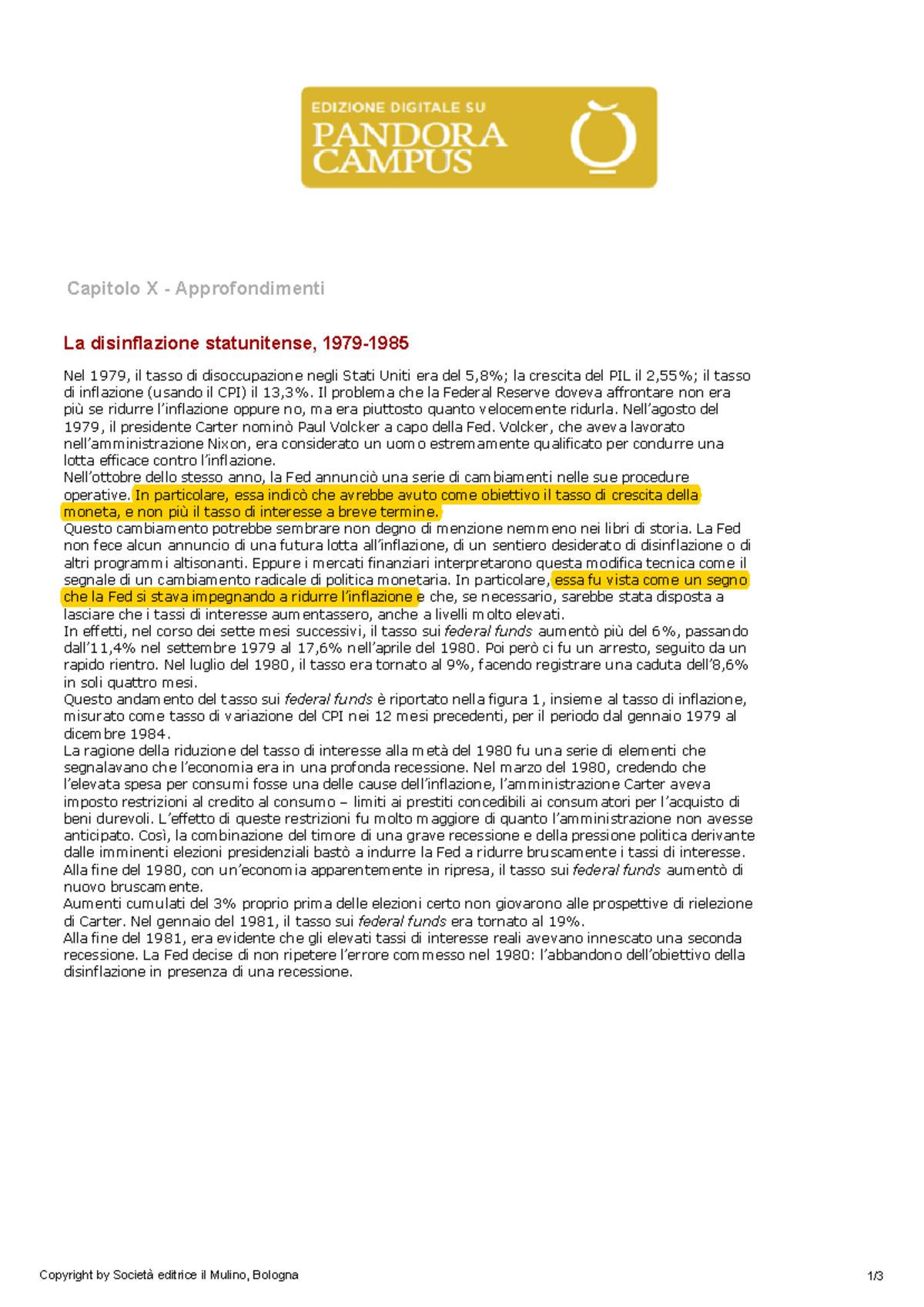 Disinflazione statunitense 1979-1985 - Economia Politica - UniBs - Studocu