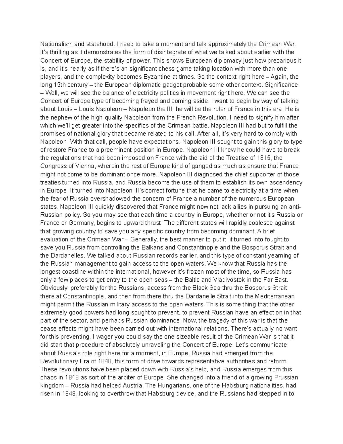 2312 Crimean War - Nationalism and statehood. I need to take a moment ...