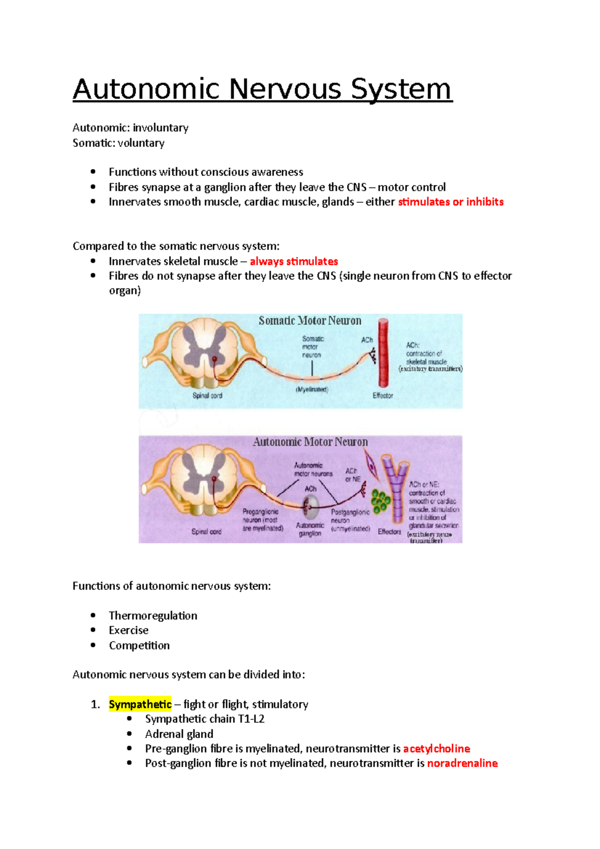 Autonomic Nervous System - Autonomic Nervous System Autonomic ...