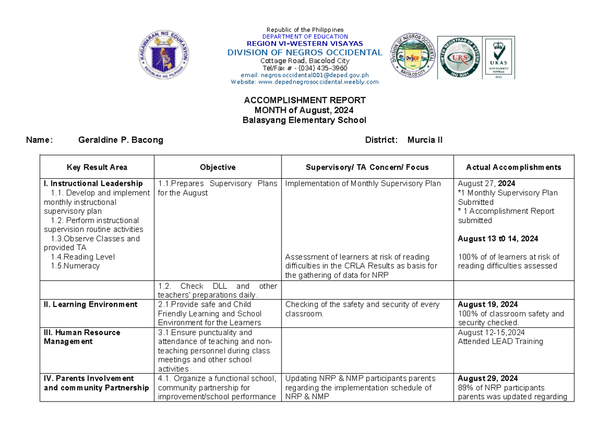 Accomplishment- Report JUNE 2024 - DEPARTMENT OF EDUCATION REGION VI ...