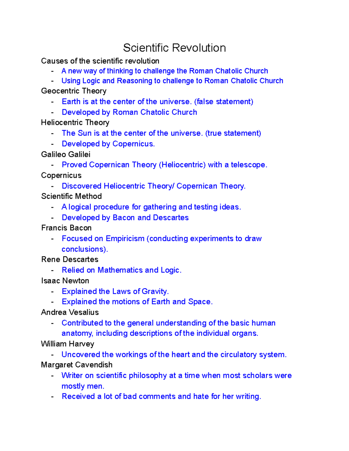 World History Midterm Review - Scientific Revolution Causes of the ...