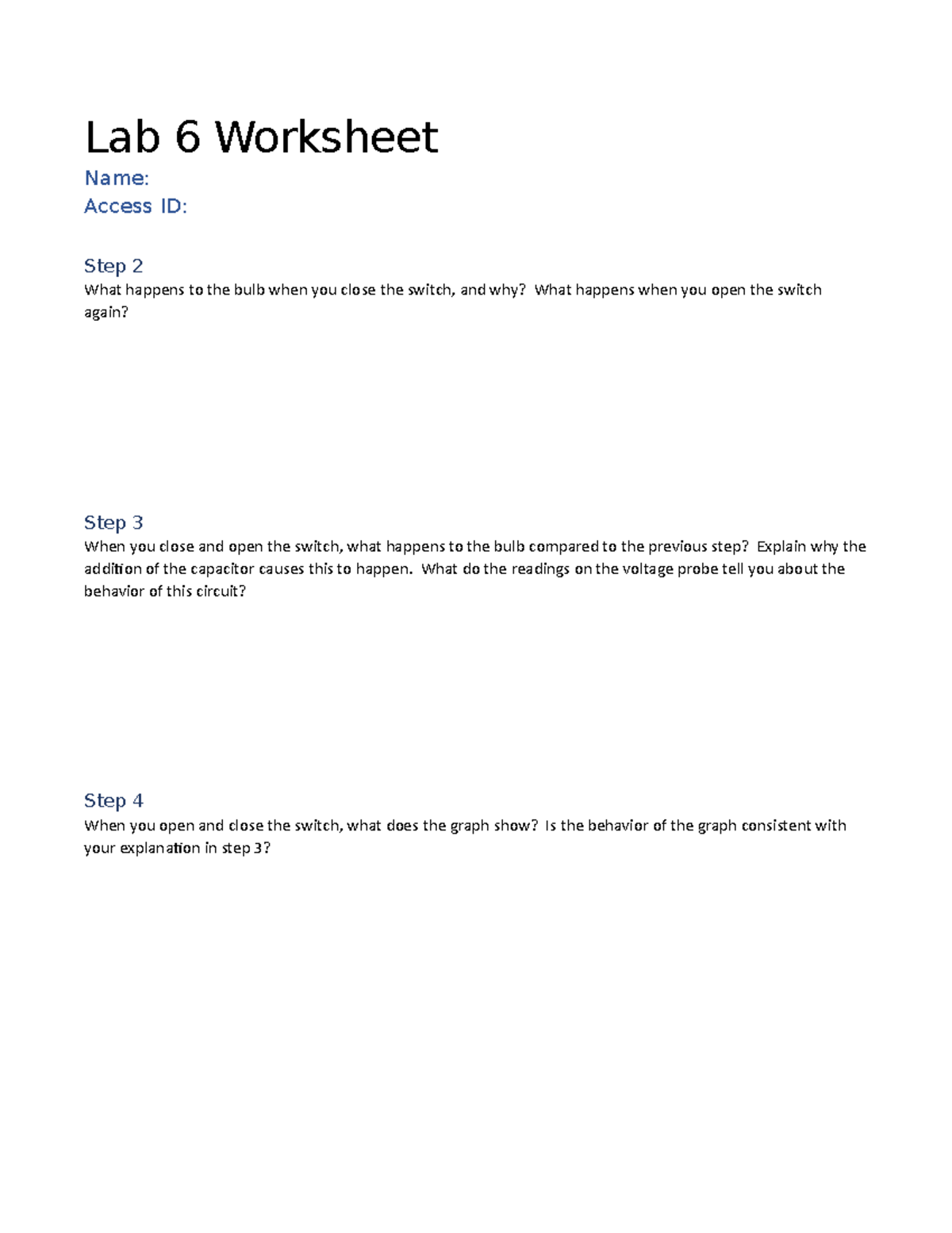 Lab 6 Worksheet solution to the labkll - Lab 6 Worksheet Name: Access ...