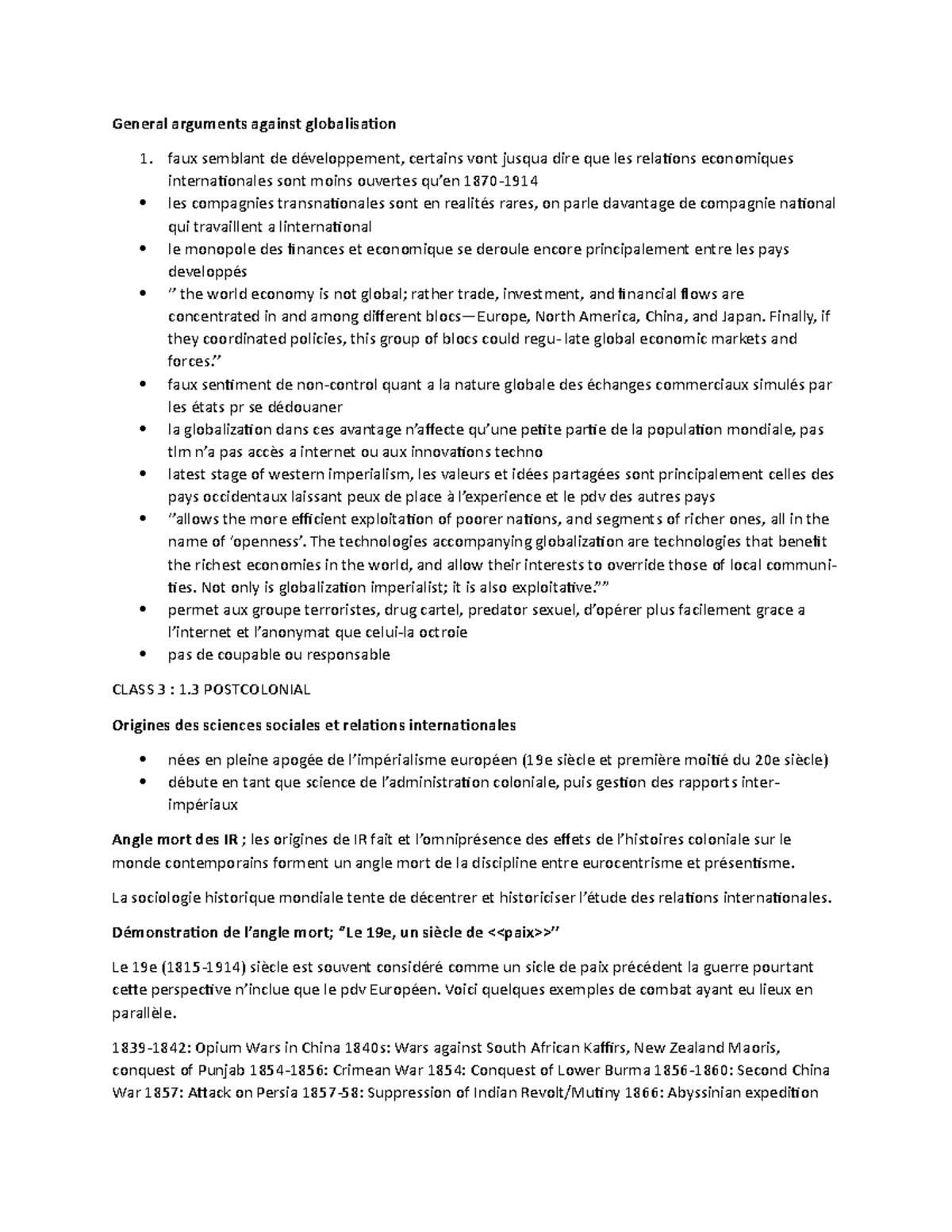 Poli 3 - poli - General arguments against globalisation faux semblant ...