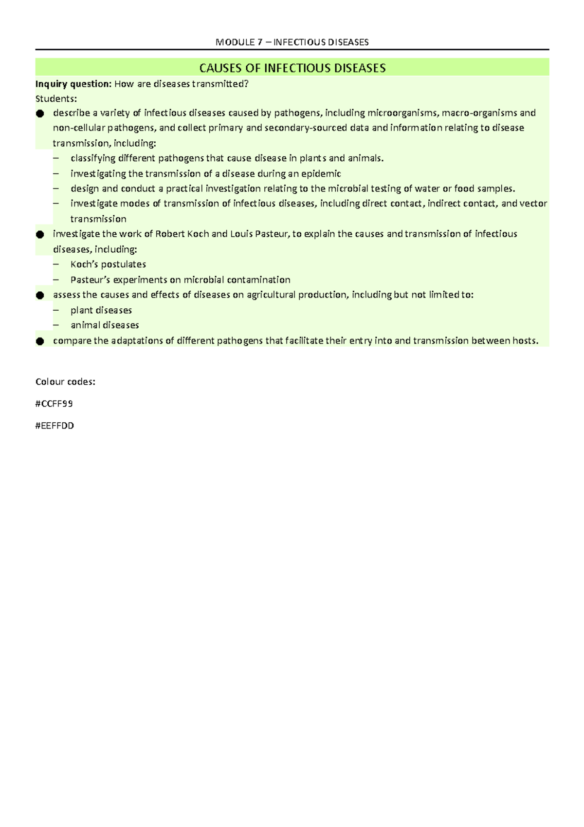 Infectious diseases notes - MODULE 7 – INFECTIOUS DISEASES CAUSES OF ...