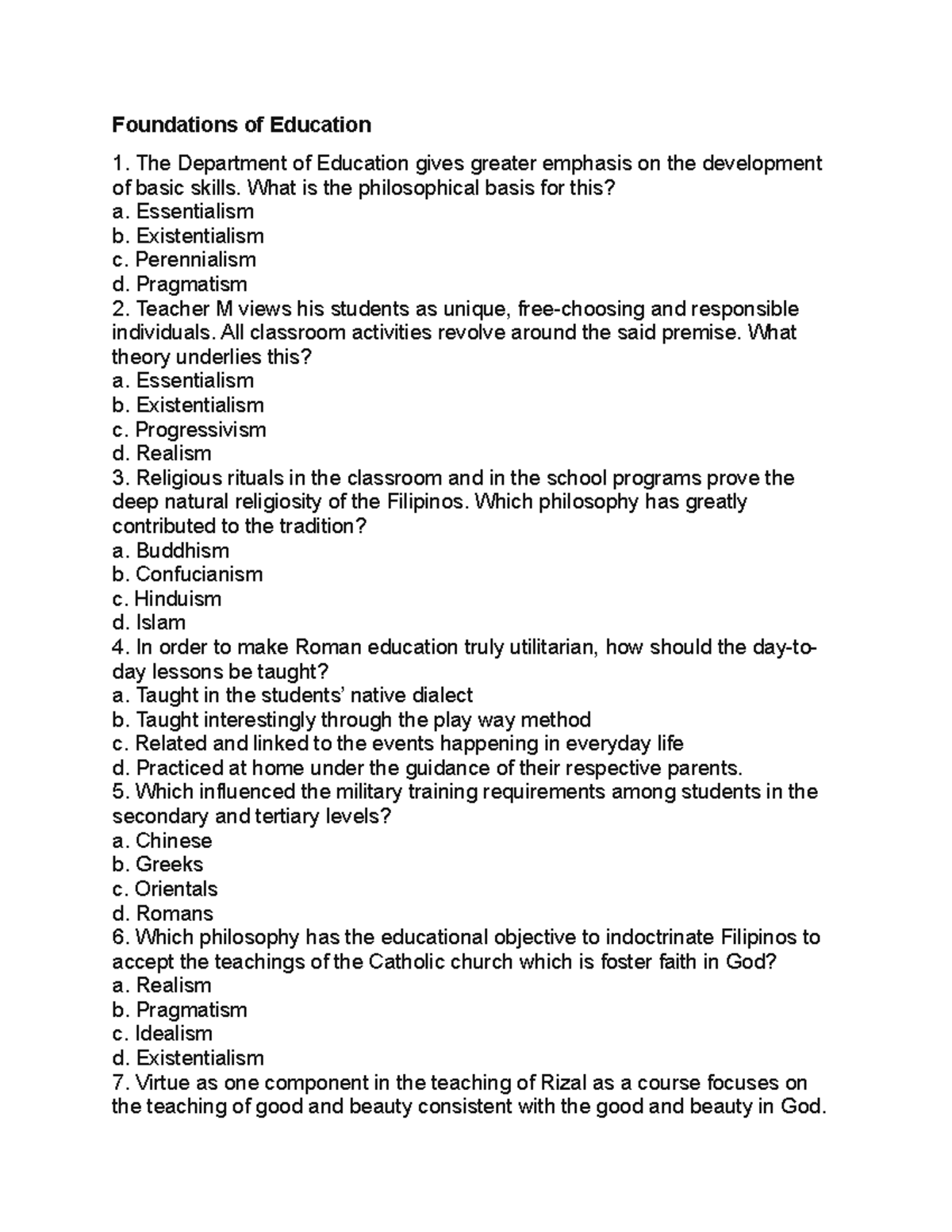 PROF ED Foundations of Education - Foundations of Education The ...