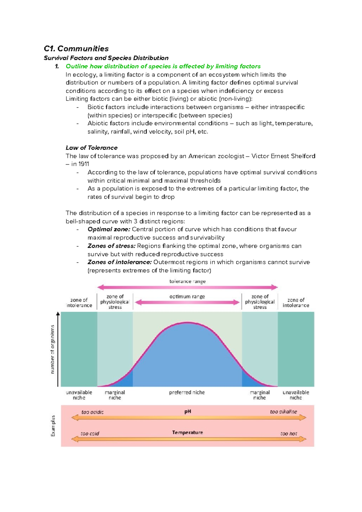 Option C Ecology - Biology Year 11/12 Band 6 Notes - C1. Communities ...