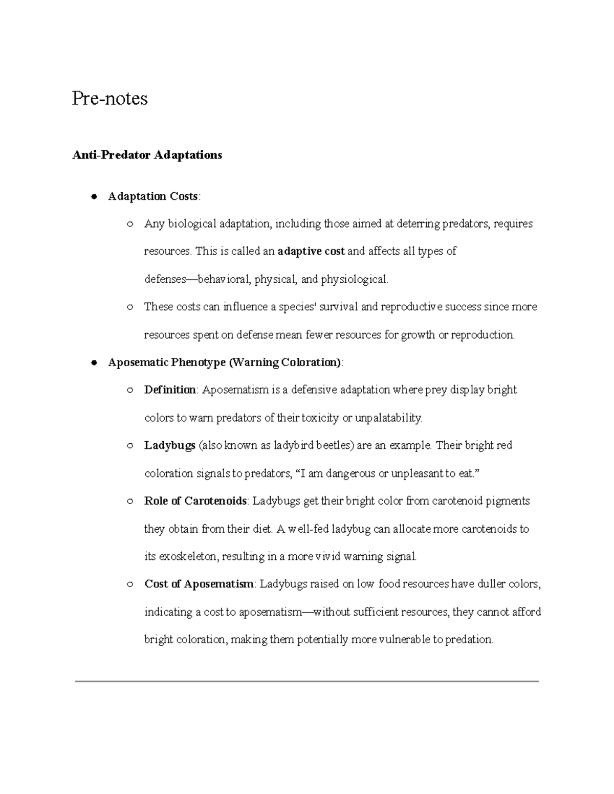 1-Notes on community Slides - Pre-notes Anti-Predator Adaptations ...