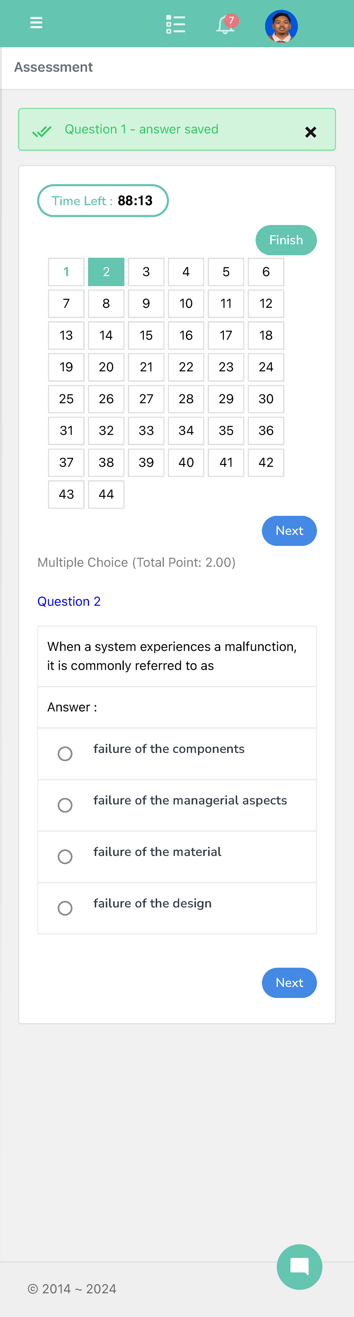 Food and science - Assessment Question 1 - answer saved × Time Left ...