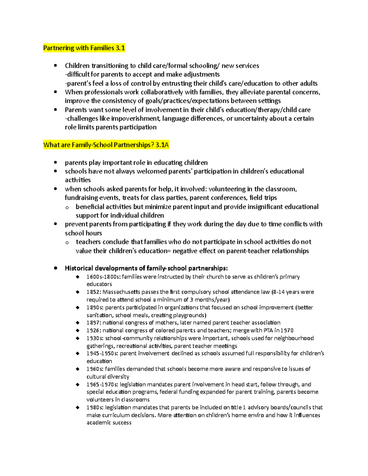 UNIT 3 Understanding, supporting, collaborating w:families UNIT 3 ...