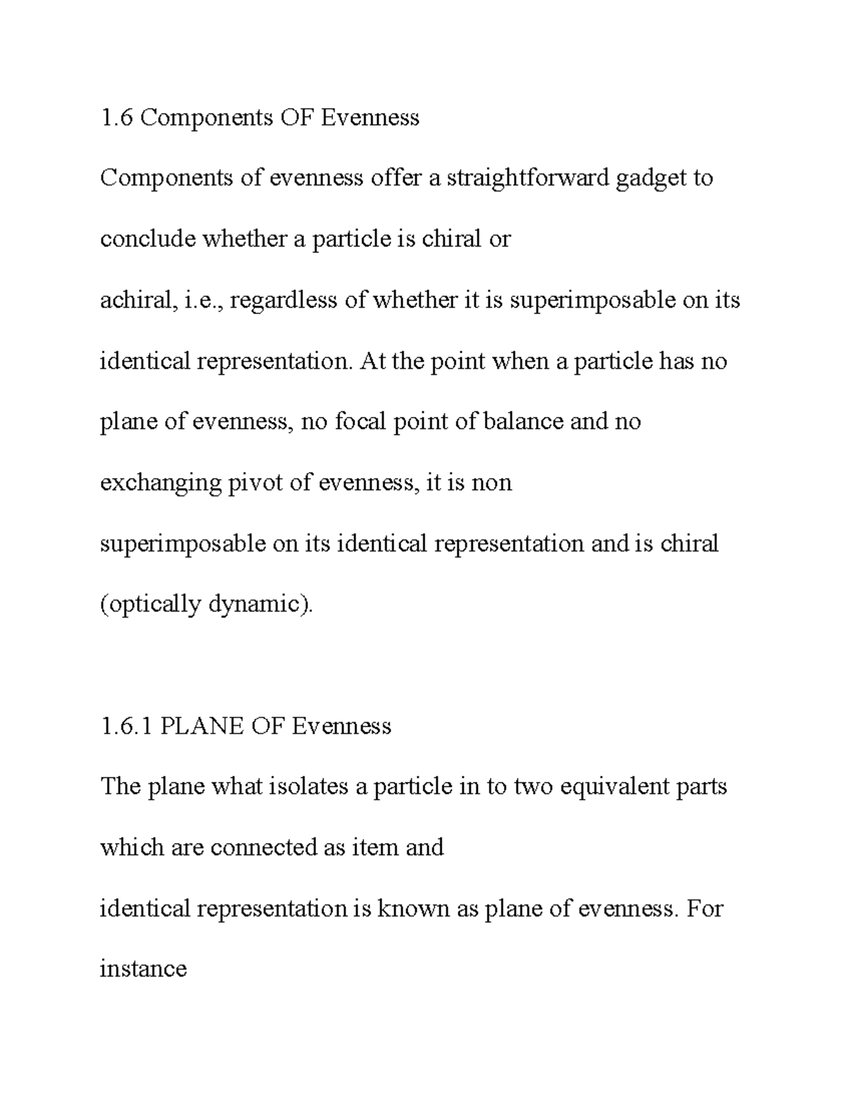 Chemistry topics in hub ph balances - 1 Components OF Evenness ...