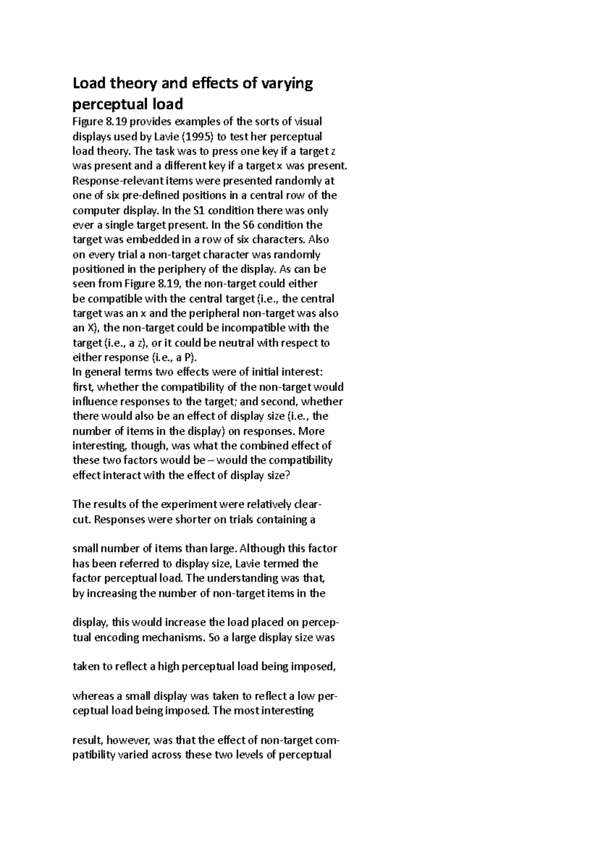 Load theory and effects of varying - Load theory and effects of varying ...