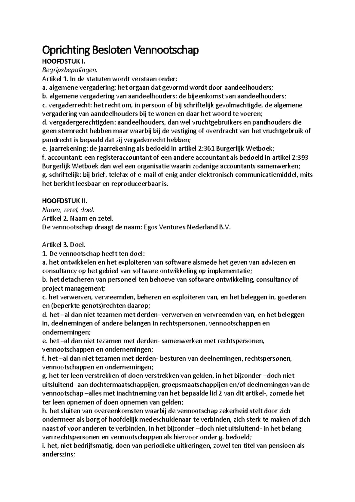 Statuten - Een voorbeeld statuut voor de Bruno memo, tweede advies ...