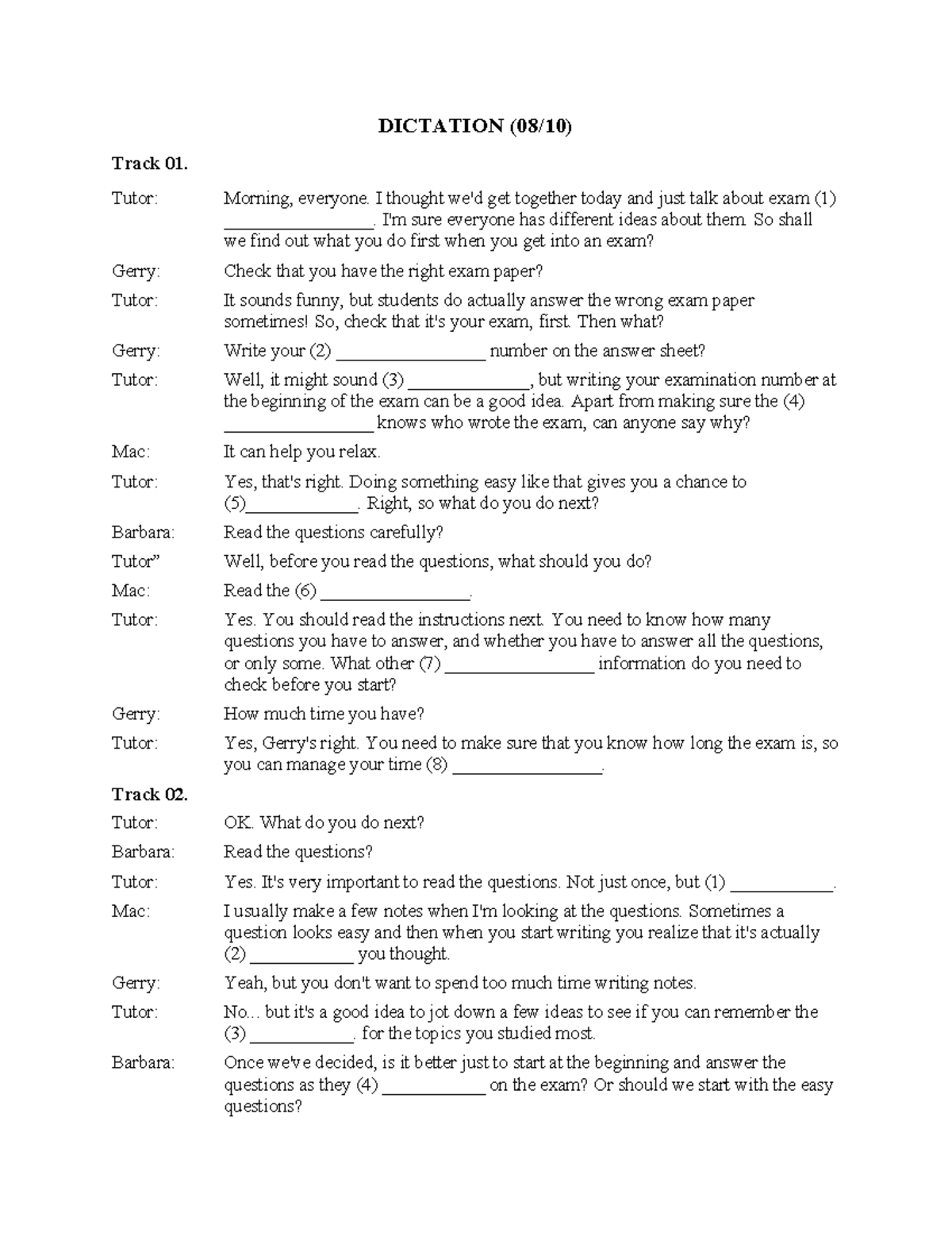 Dictation (08 - abcd - DICTATION (08/10) Track 01. Tutor: Morning ...