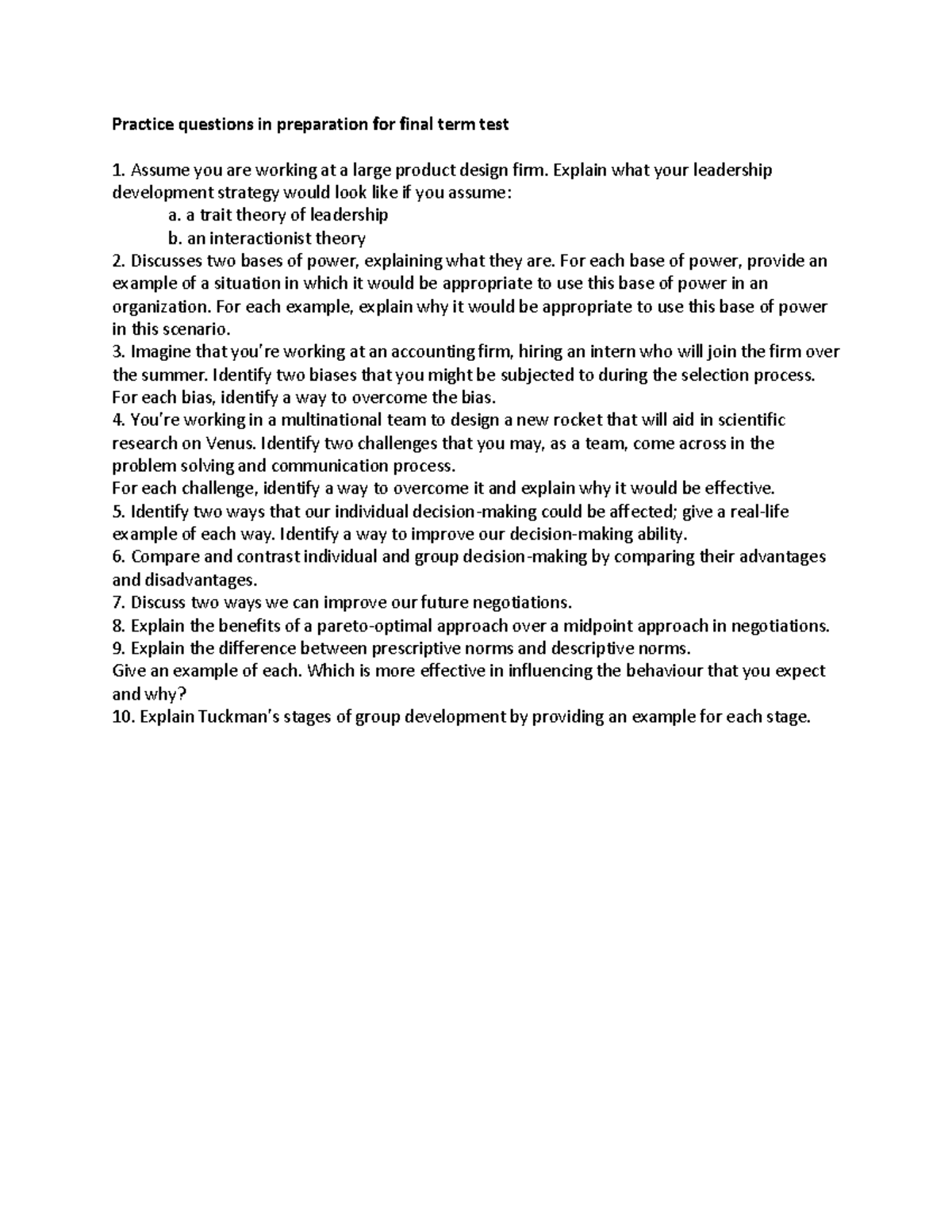 Final exam sample questions-1 - Practice questions in preparation for ...