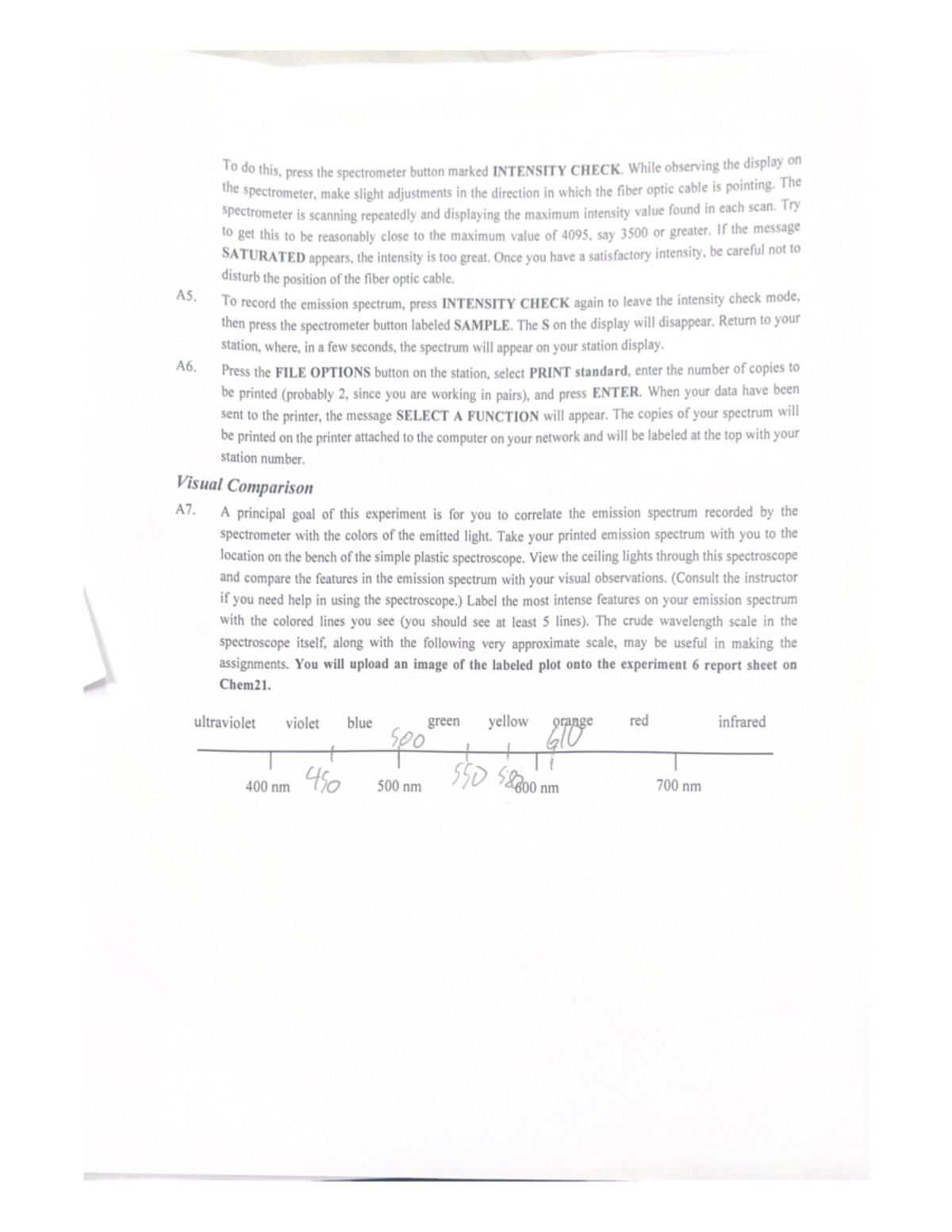 To do this, press the spectrometer button marked Intensity Check. While ...