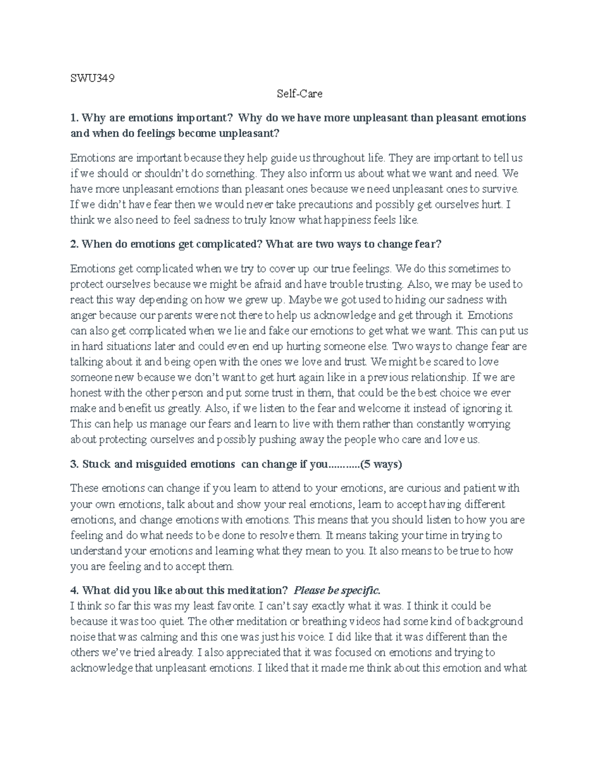 Self-care #3 SWU349 - Self-care assignment 3 - Valderrama - SWU Self ...