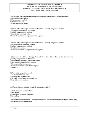 Tutorial Sheet - Practice Paper - UNIVERSITY OF TECHNOLOGY, JAMAICA ...